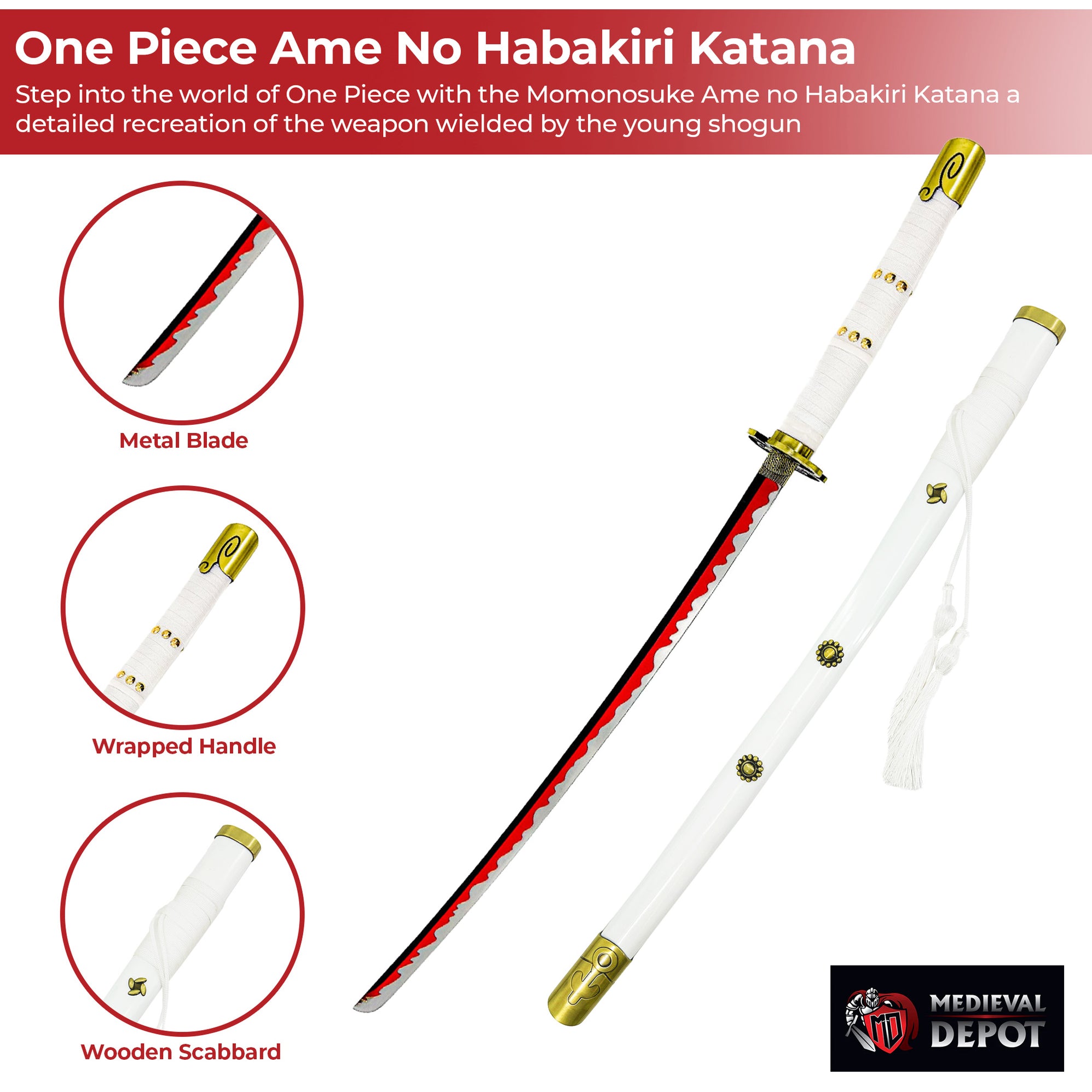 One Piece Momonosuke Ame no Habakiri Katana — Medieval Depot