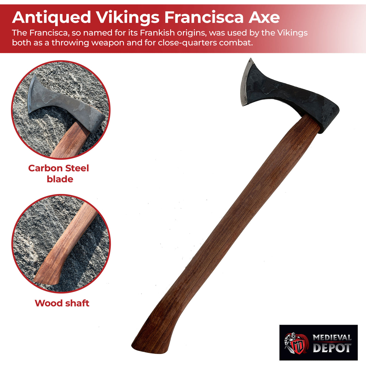 Antiqued Vikings Francisca Axe — Medieval Depot