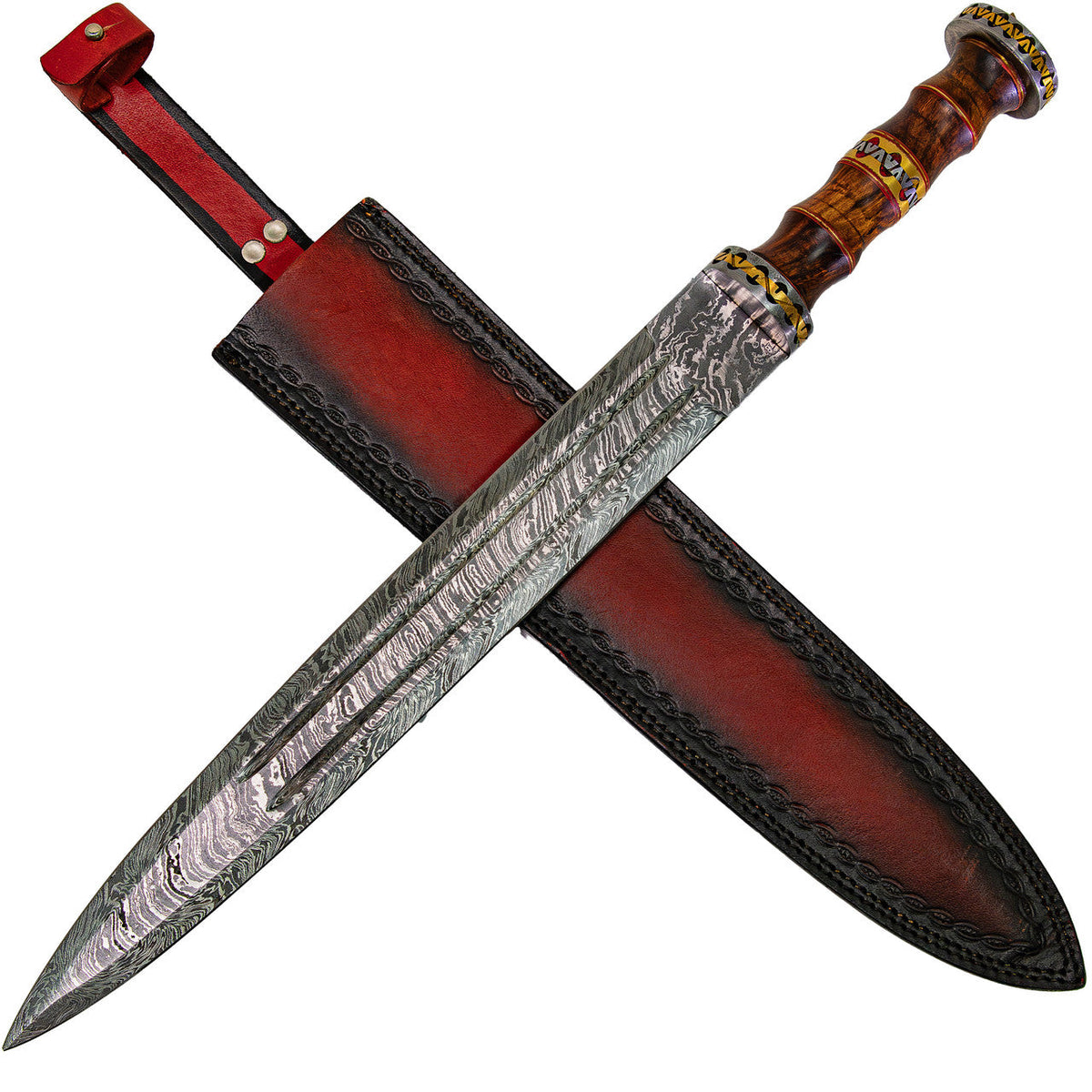 Ancient Conflict Roman Gladius Damascus Steel Sword — Medieval Depot