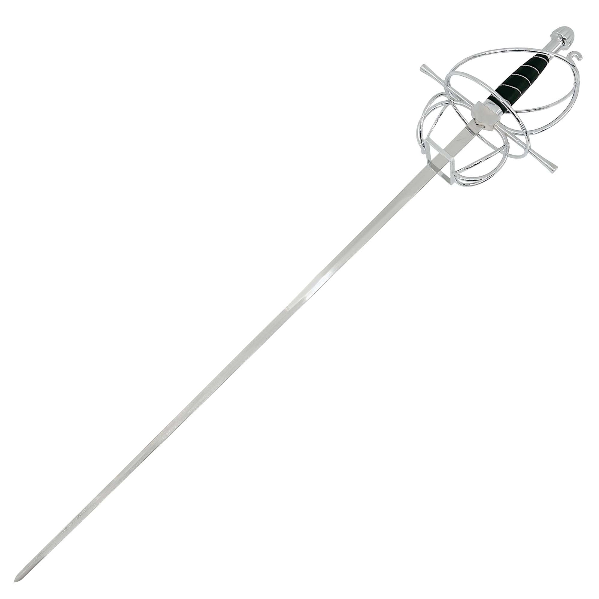 Elegant Renaissance Rapier with Black Swept Hilt and Spiral Guard ...