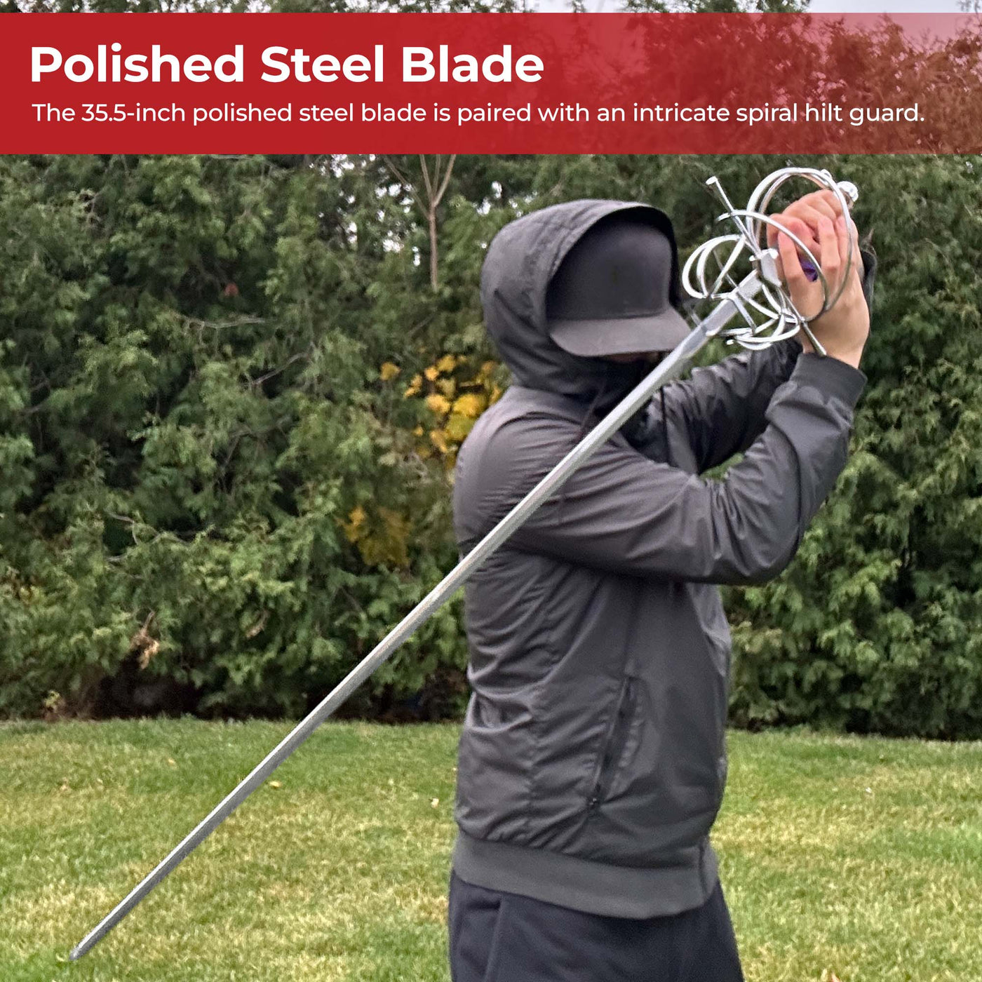 Elegant Renaissance Rapier with Black Swept Hilt and Spiral Guard ...