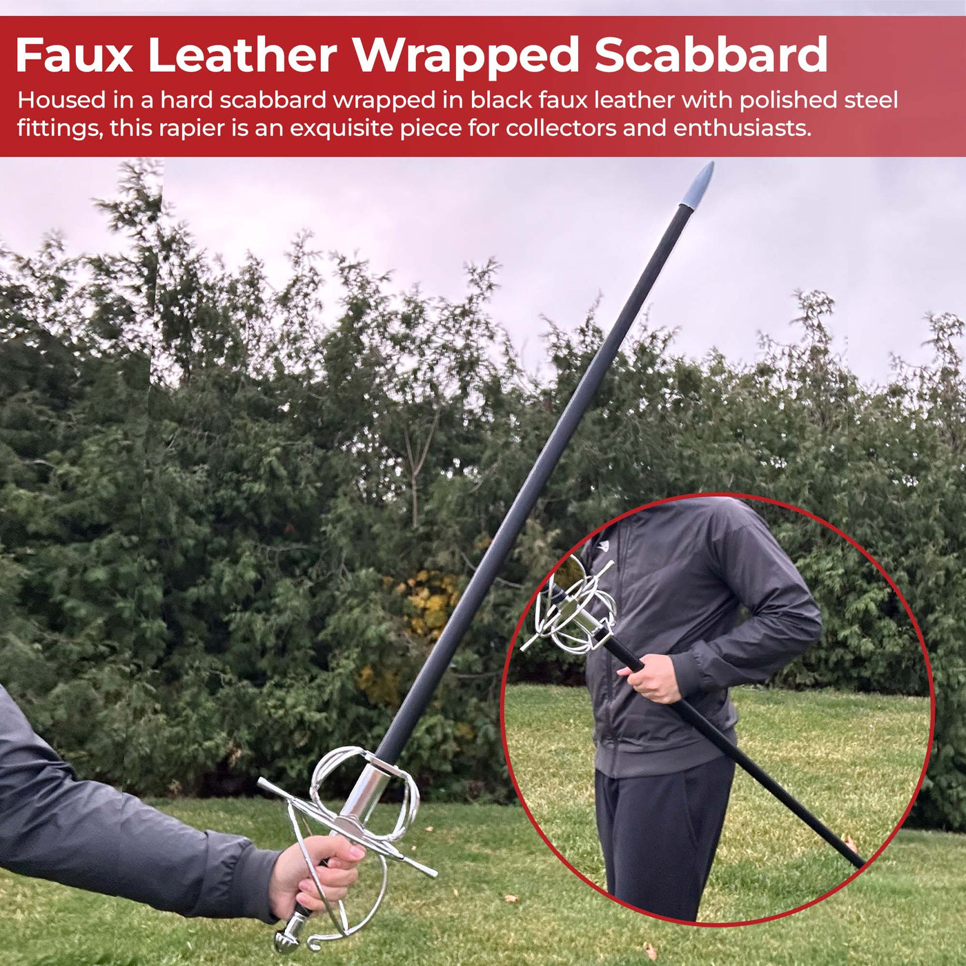 Elegant Renaissance Rapier with Black Swept Hilt and Spiral Guard ...