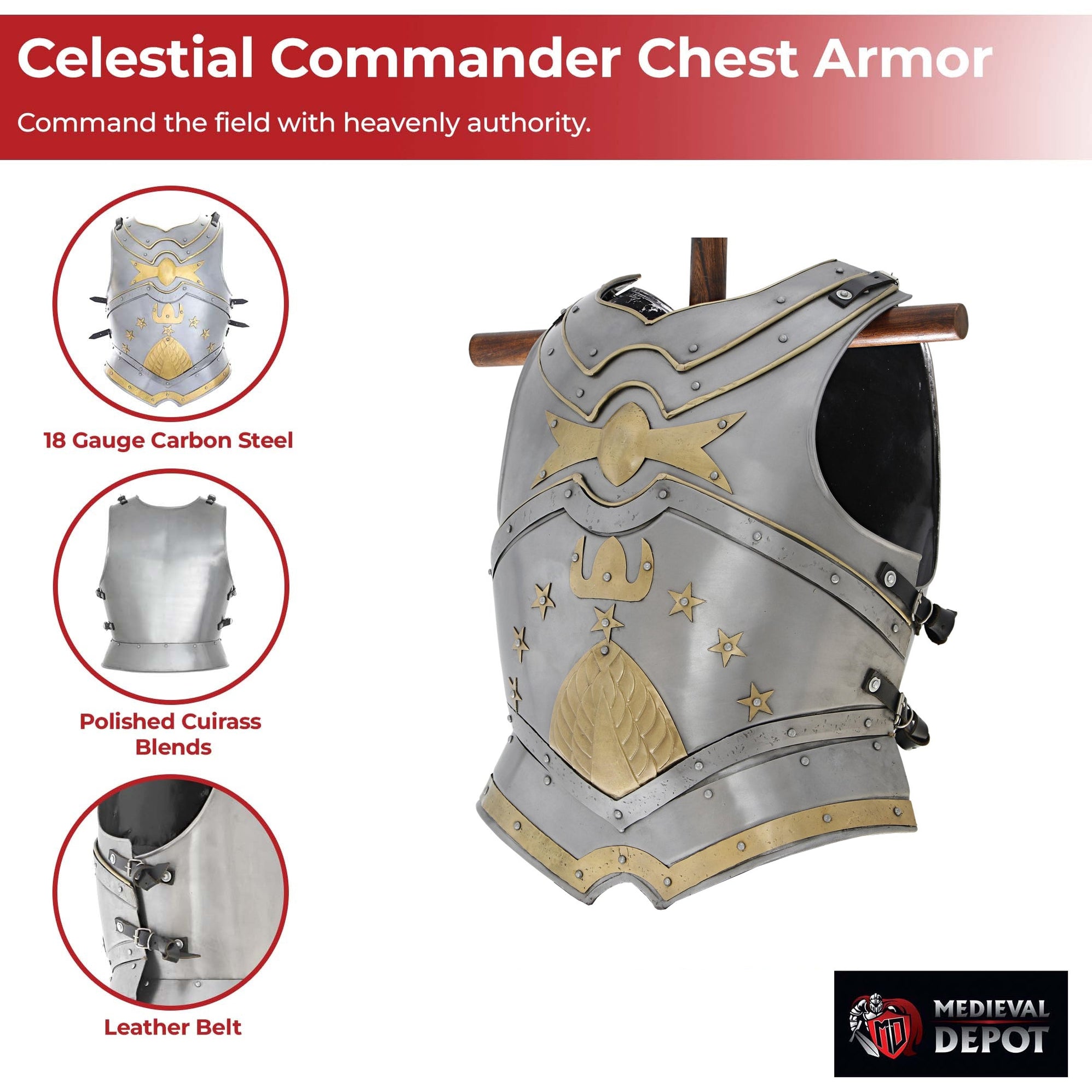 Celestial Commander Cuirass Battle Ready Chest Armor — Medieval Depot