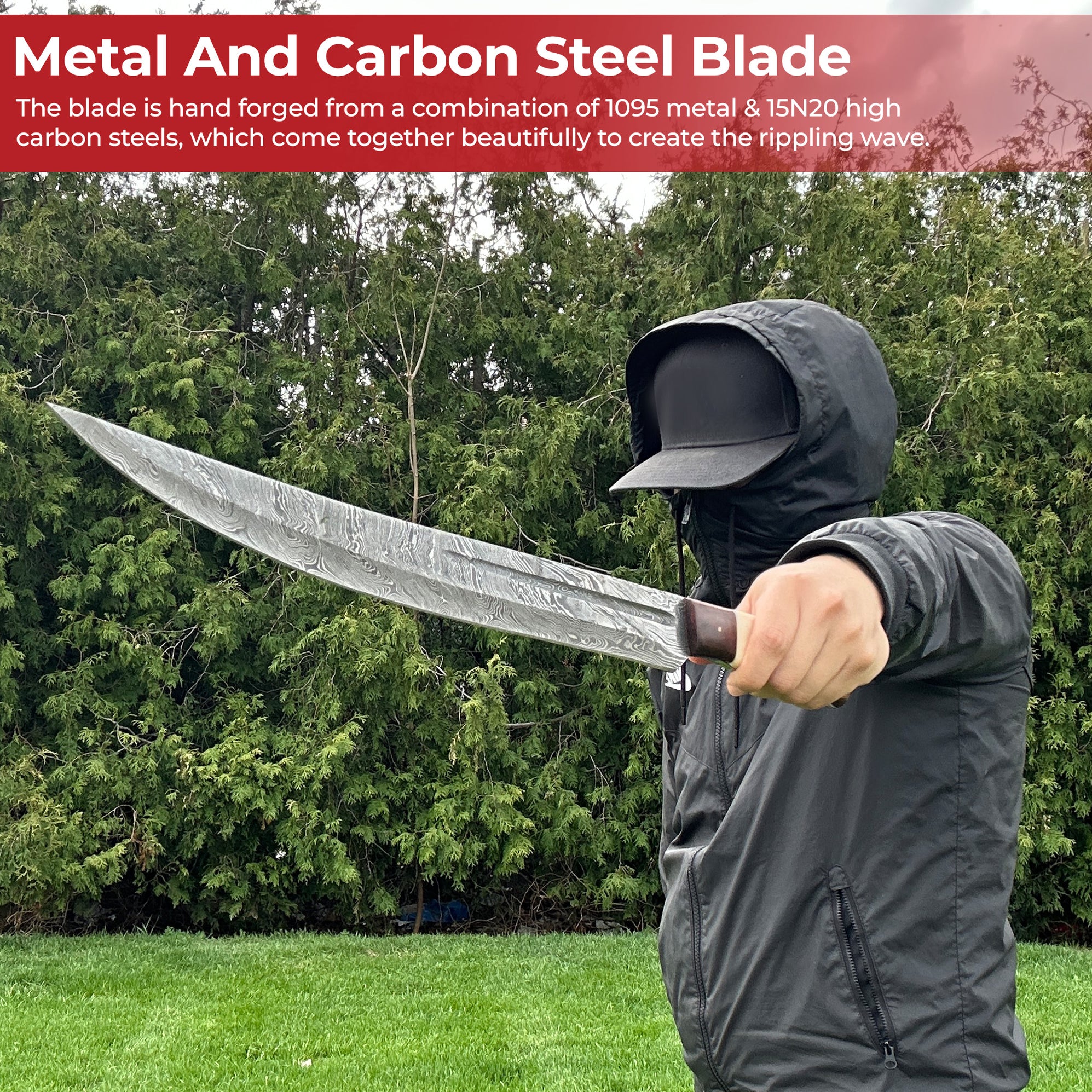 Damascus Steel Full Tang Germanic Style Single-Edged Long Sword ...