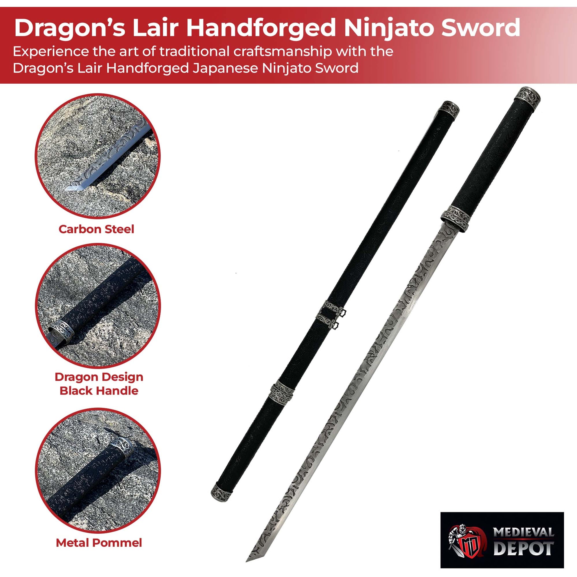 Dragon’s Lair Handforged Japanese Ninjato Sword — Medieval Depot