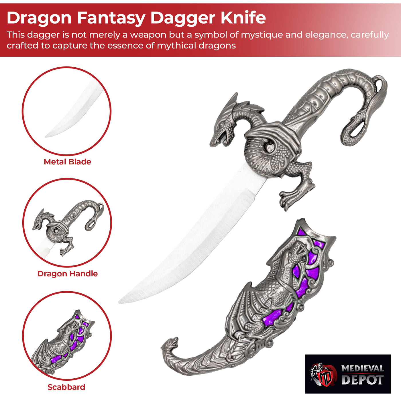 Enchanted Twilight Purple Dragon Dagger — Medieval Depot