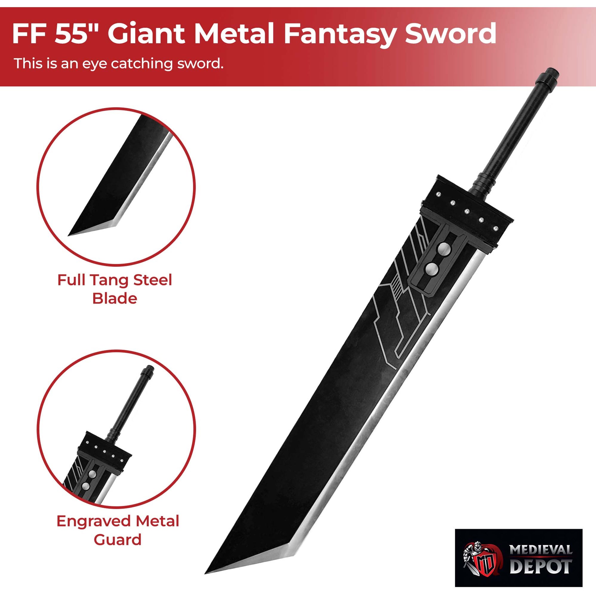 FF 55" Giant Metal Fantasy Sword — Medieval Depot