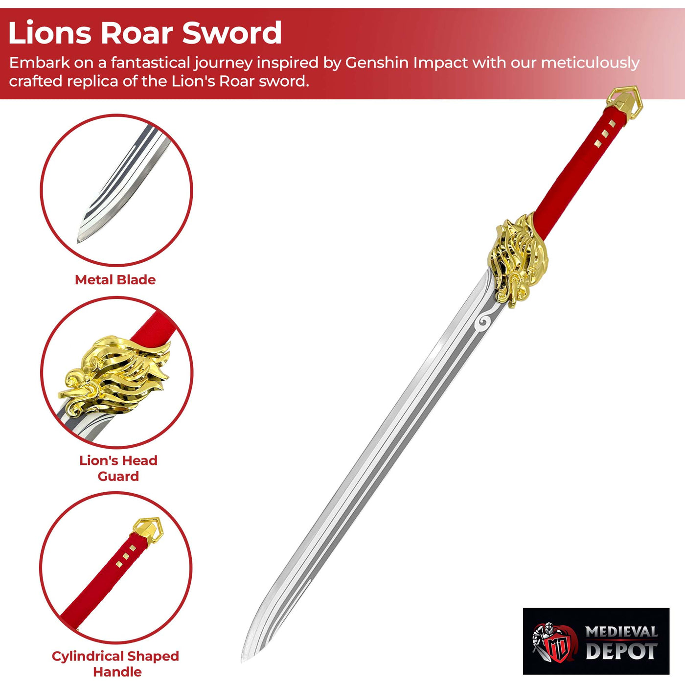 Genshin Impact Lions Roar Replica Sword — Medieval Depot
