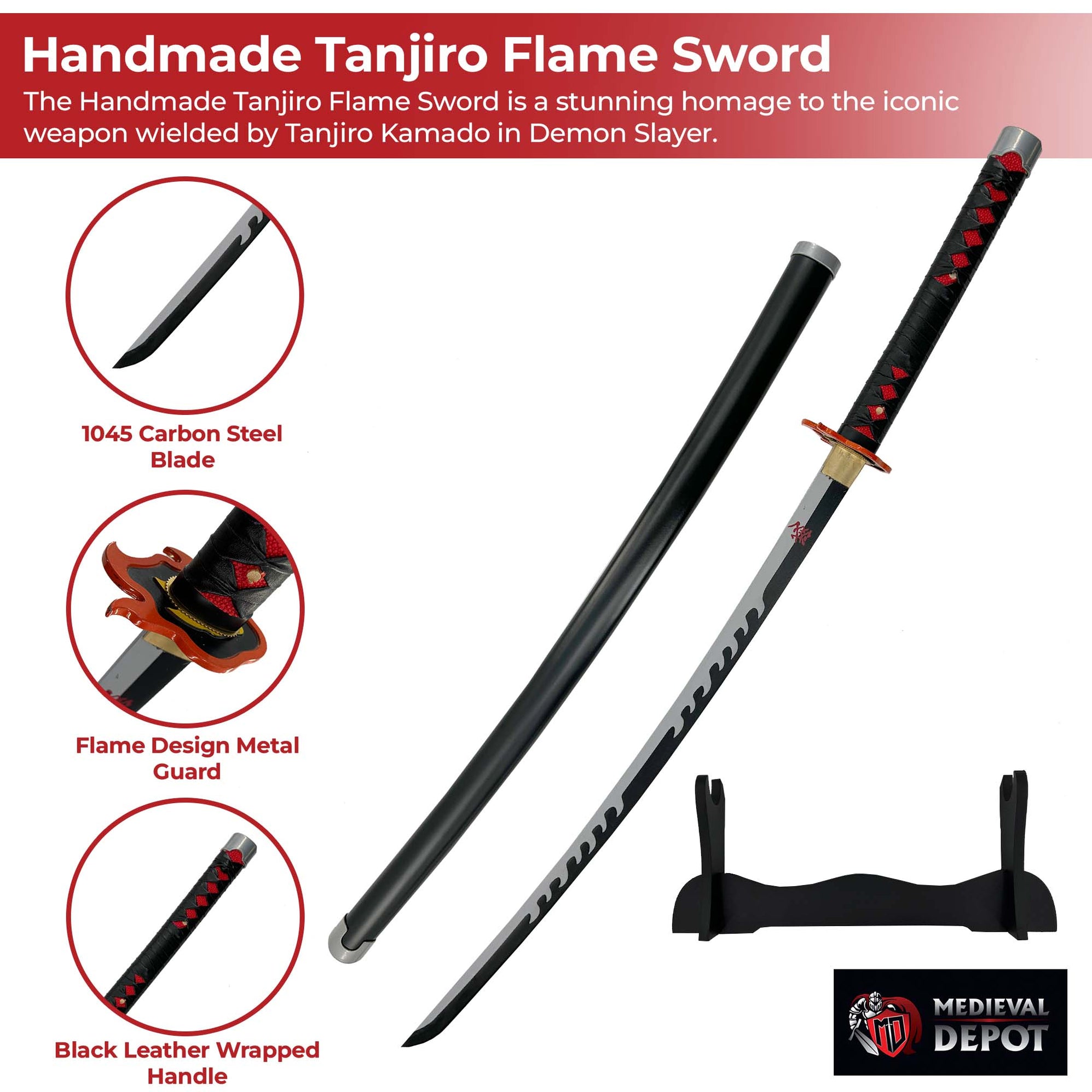 Handmade Tanjiro Flame Sword — Medieval Depot
