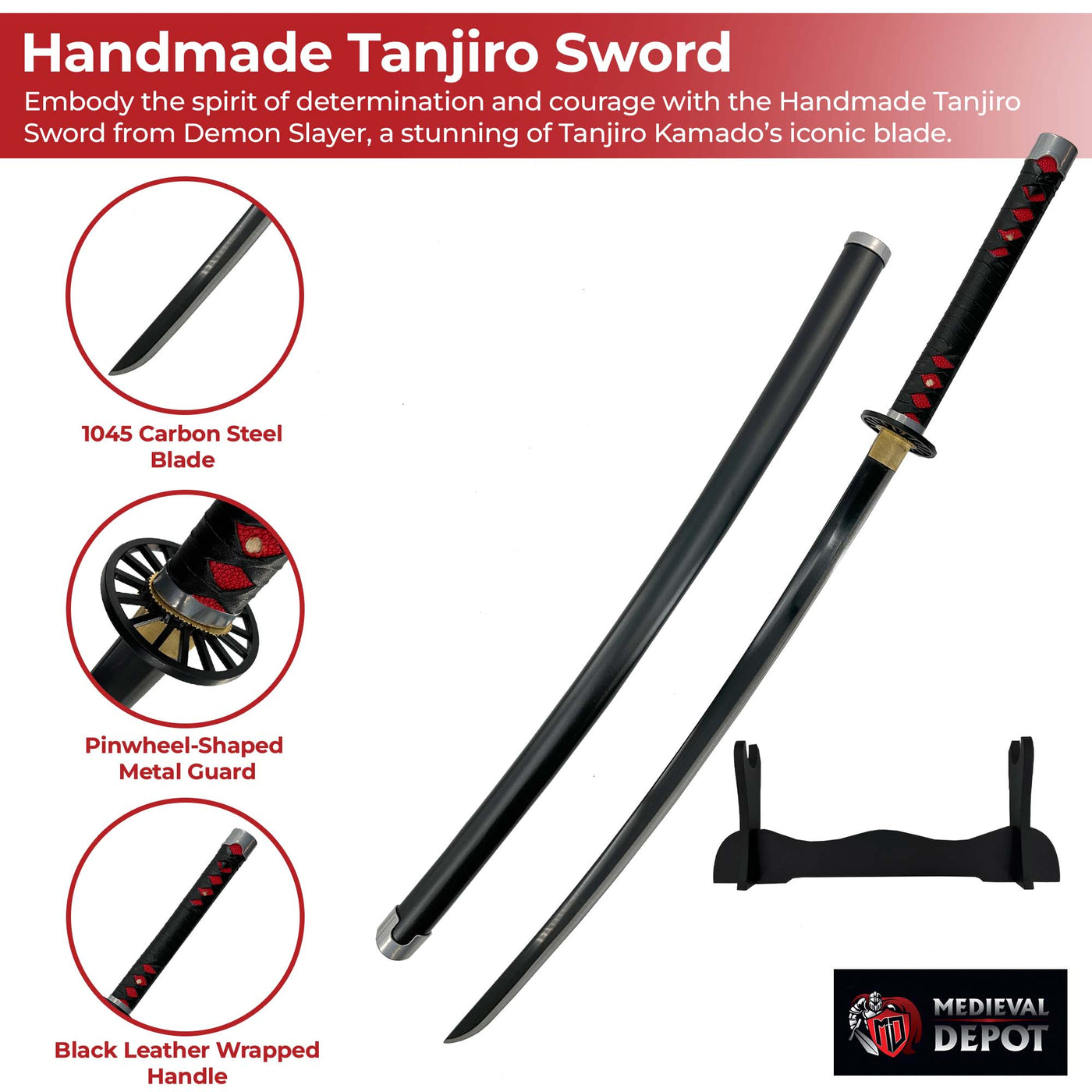 Tanjiro Kamado Demon Slayer Handmade Katana — Medieval Depot