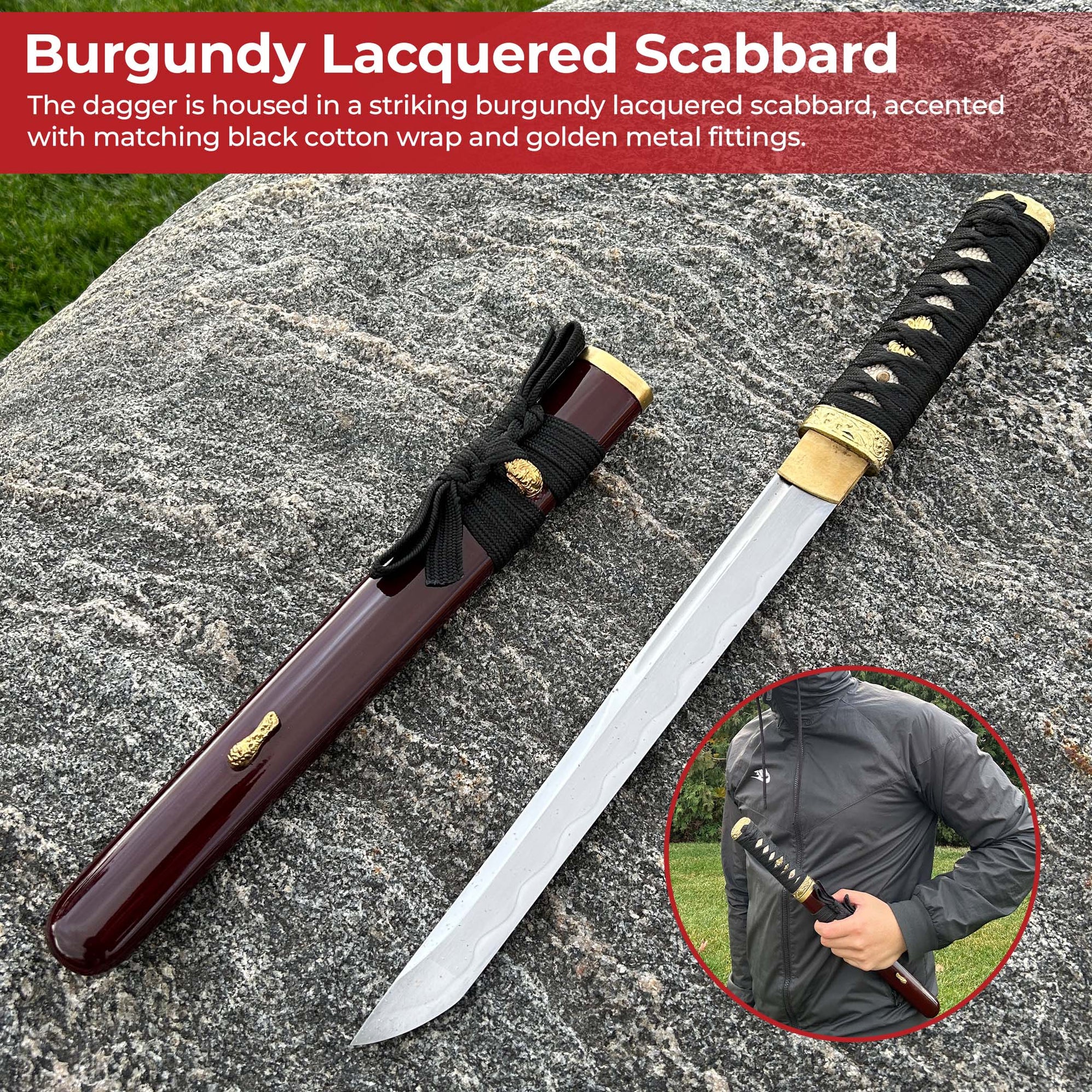 Japanese Tanto Dagger Burgundy Edition — Medieval Depot