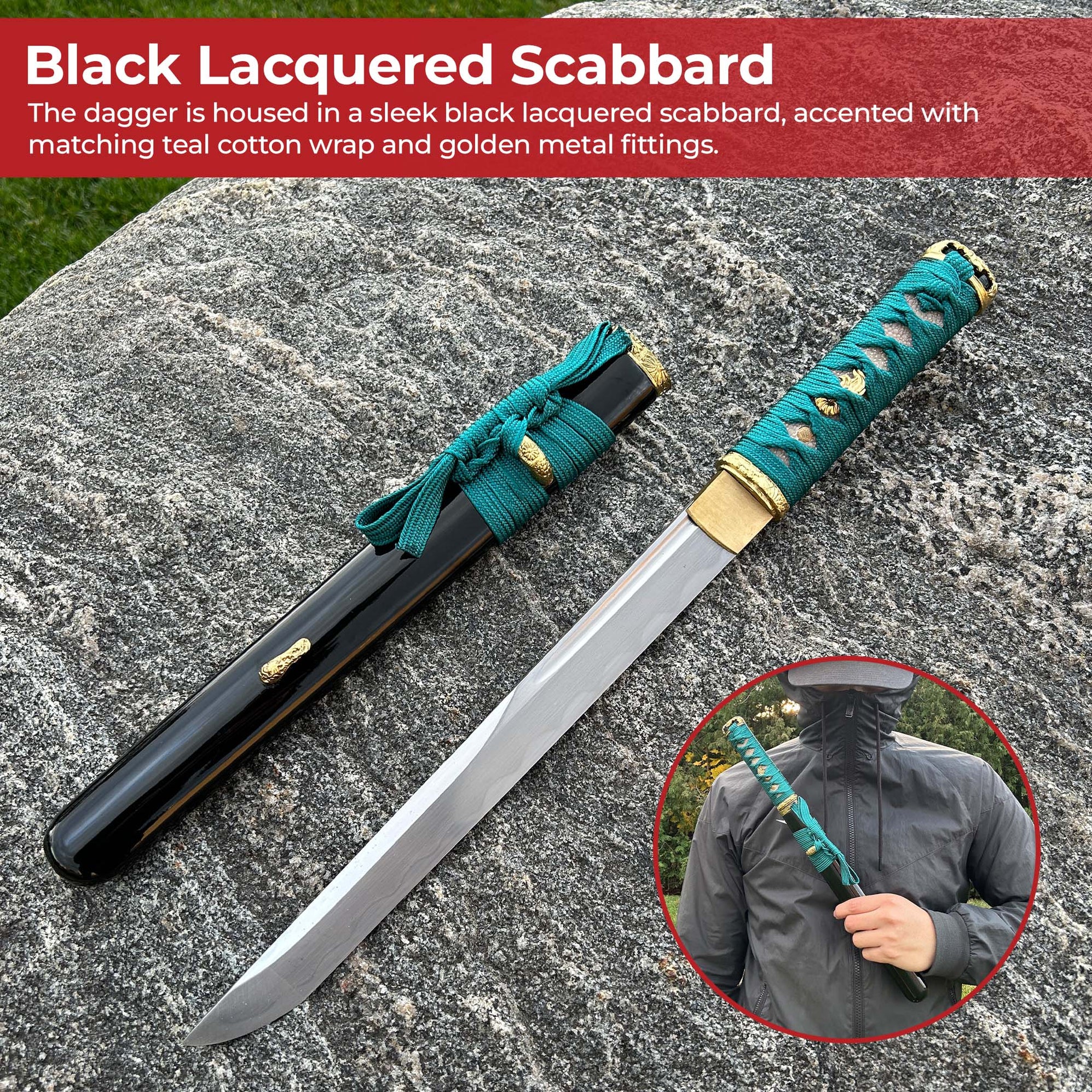 Japanese Tanto Dagger Teal Wrap Edition — Medieval Depot