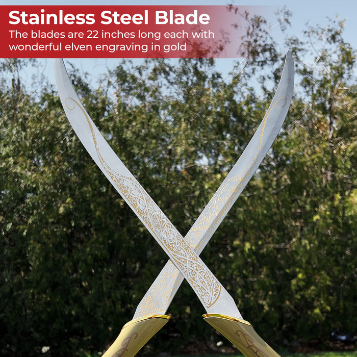 Legolas LOTR Fantasy Fighting Swords with Plaque — Medieval Depot