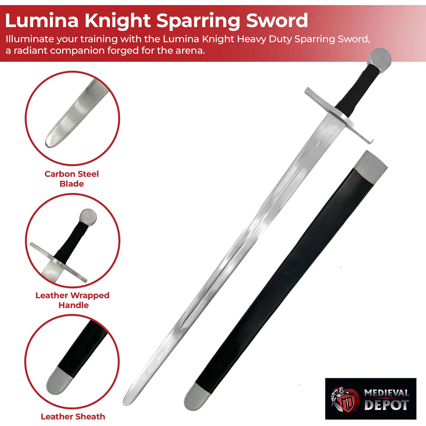 Lumina Knight Heavy Duty Sparring Sword — Medieval Depot