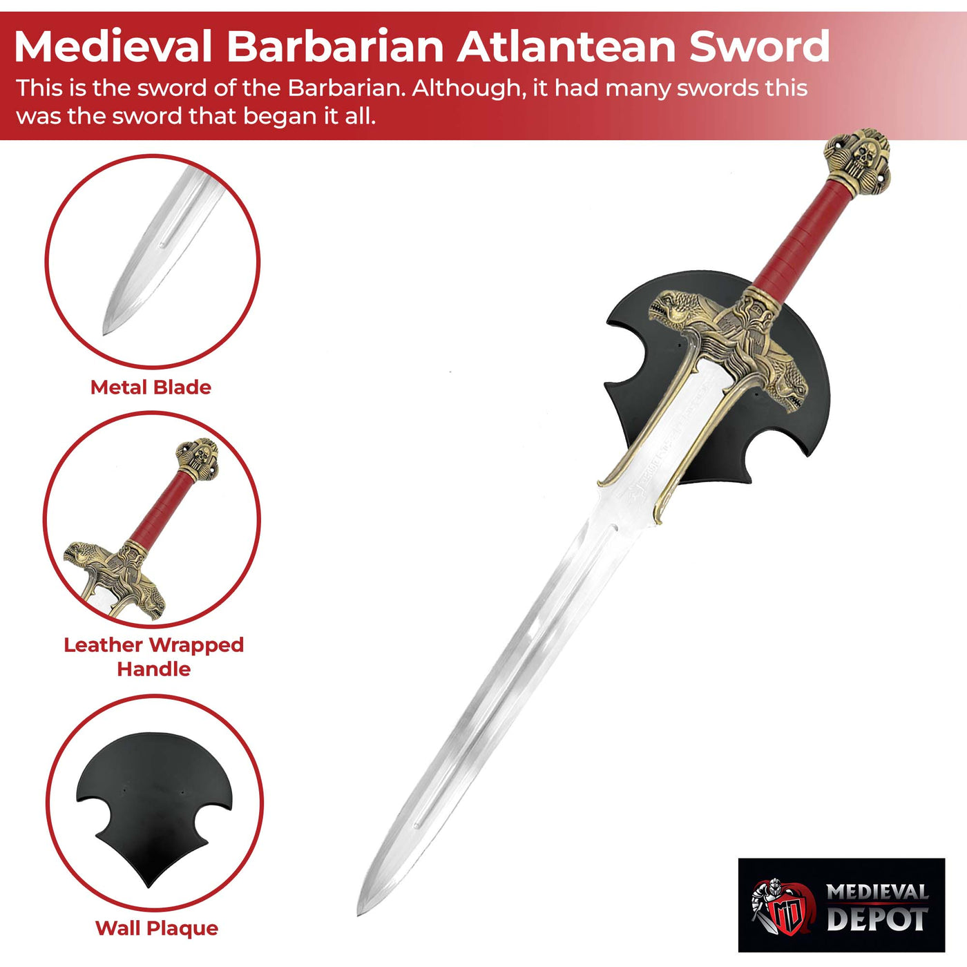 Medieval Barbarian Atlantean Sword — Medieval Depot
