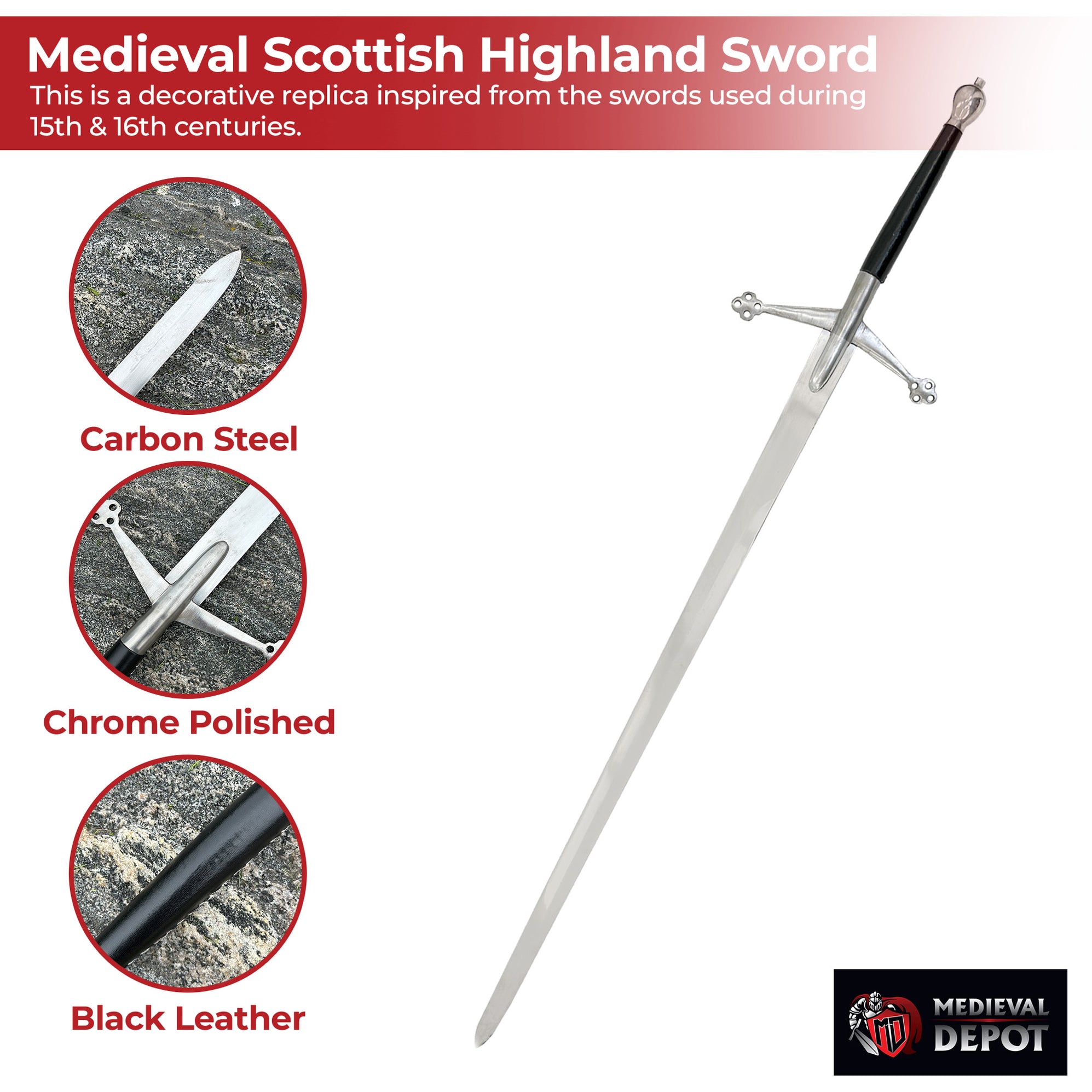 Medieval Scottish Claymore Highland Sword — Medieval Depot