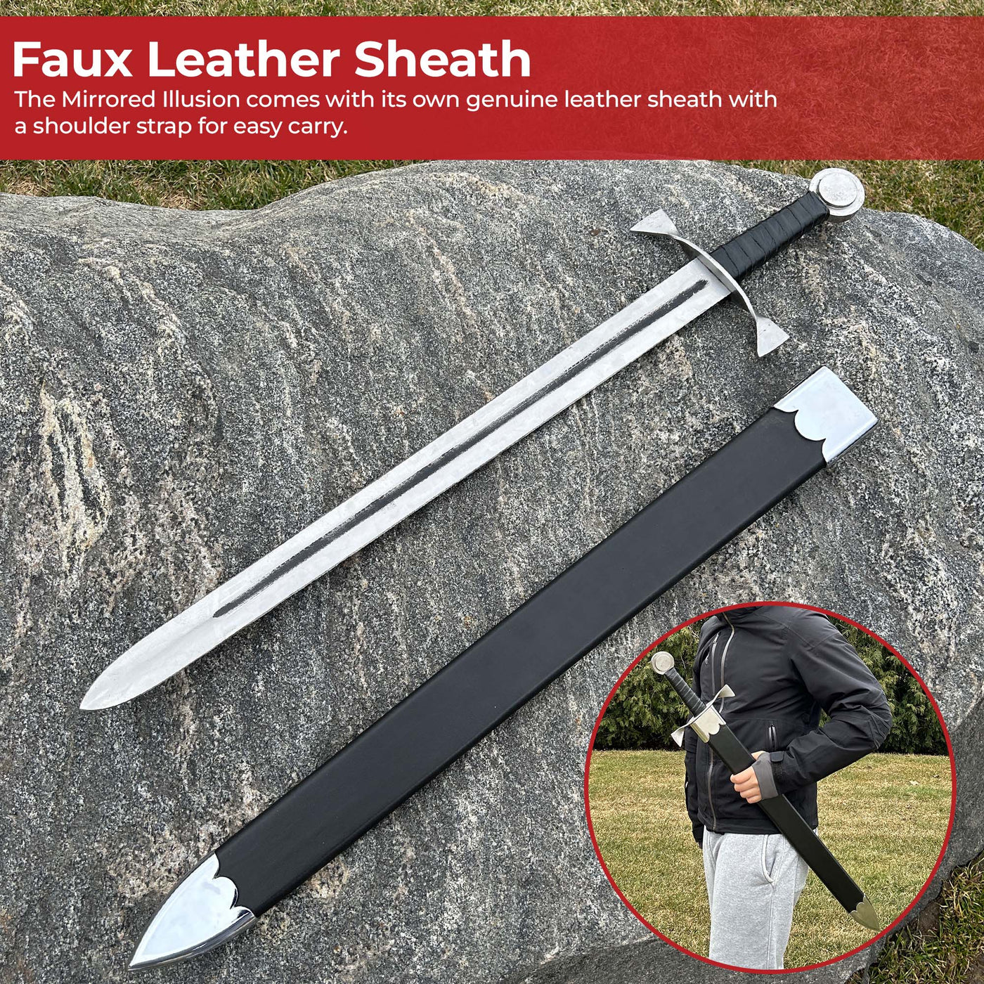 Mirrored Illusion Medieval Dual Tone Sword — Medieval Depot