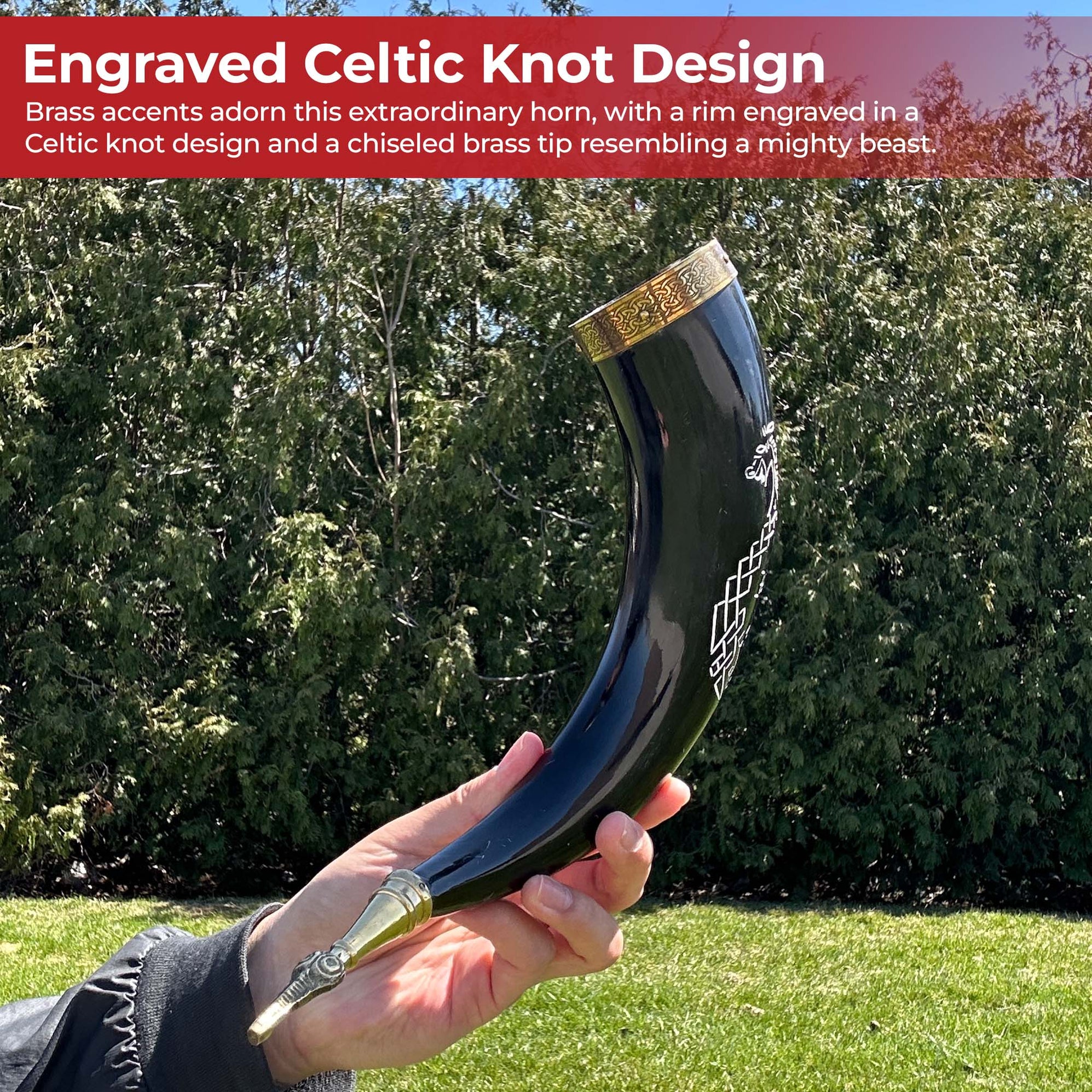 Navigators Serpent Viking Compass Horn with Jormungandr — Medieval Depot