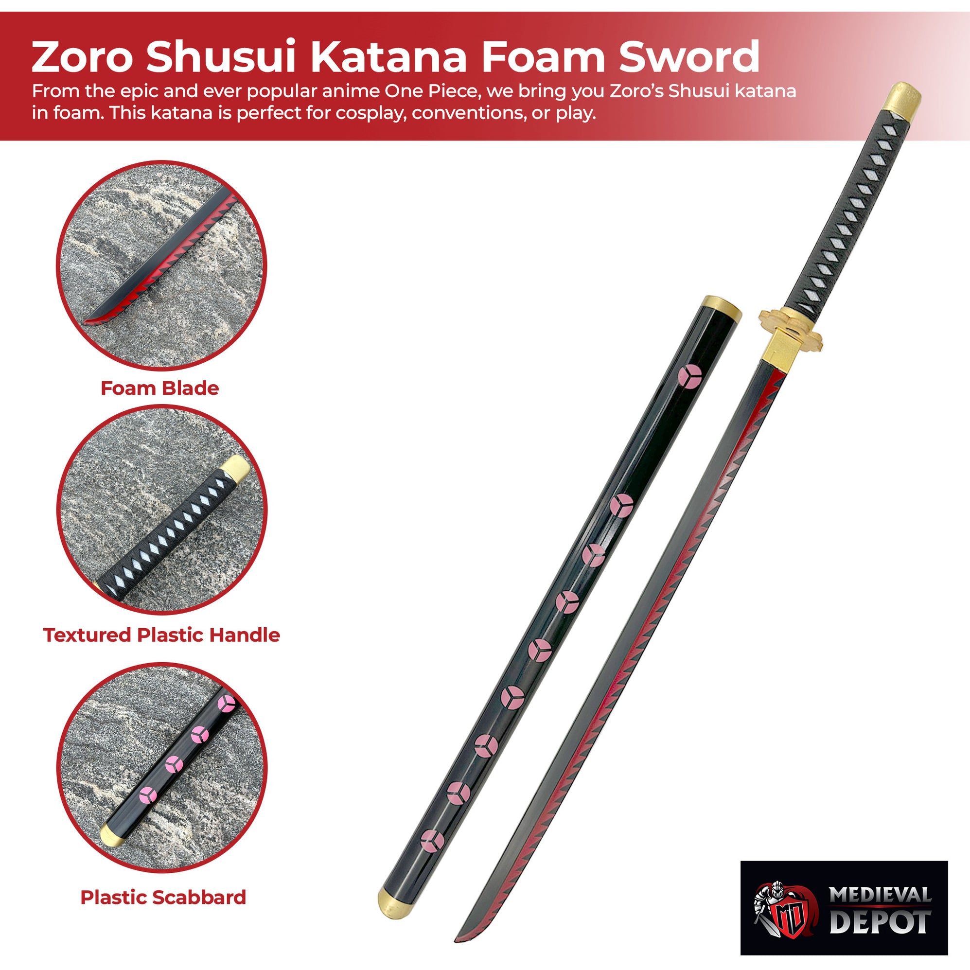 One Piece Zoro Shusui Katana Foam Sword With Scabbard — Medieval Depot