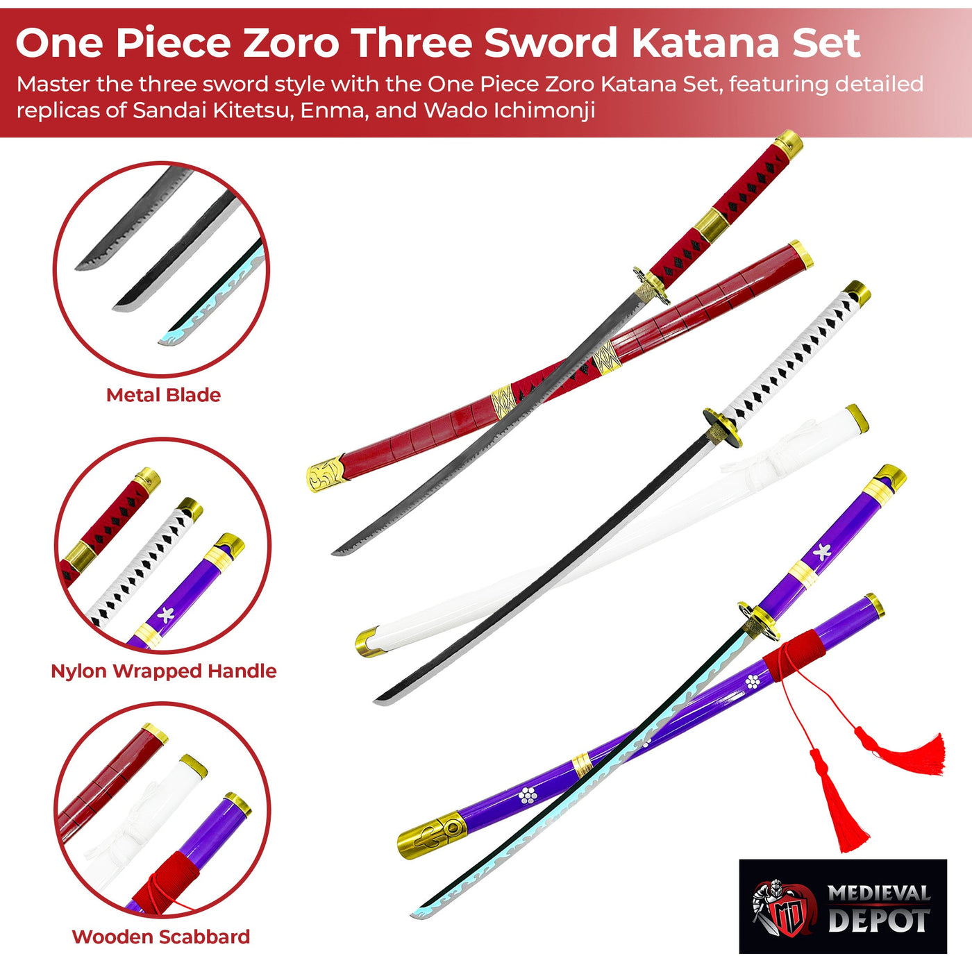 One Piece Zoro Three Sword Style Katana Set — Medieval Depot