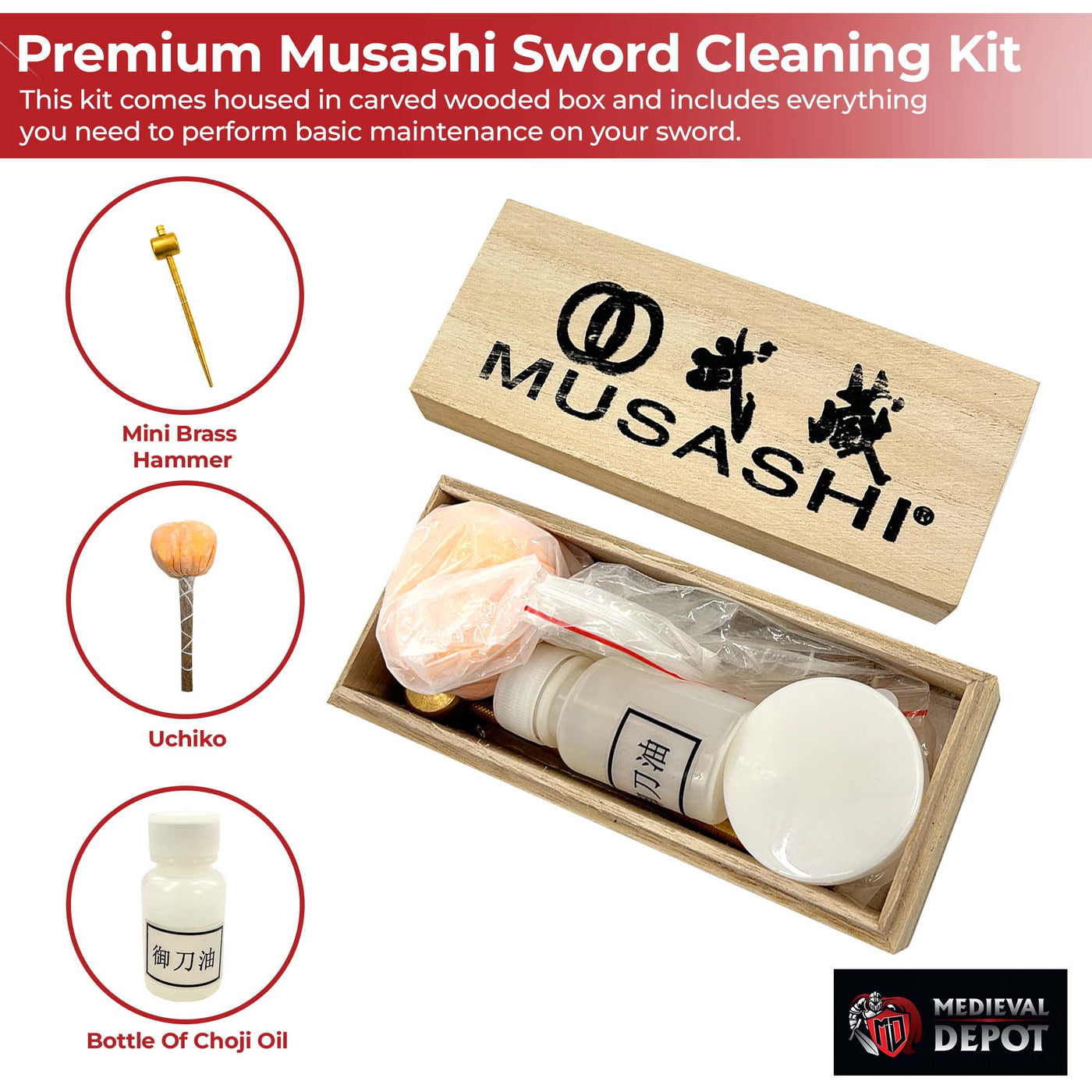 Premium musashi sword cleaning kit — Medieval Depot