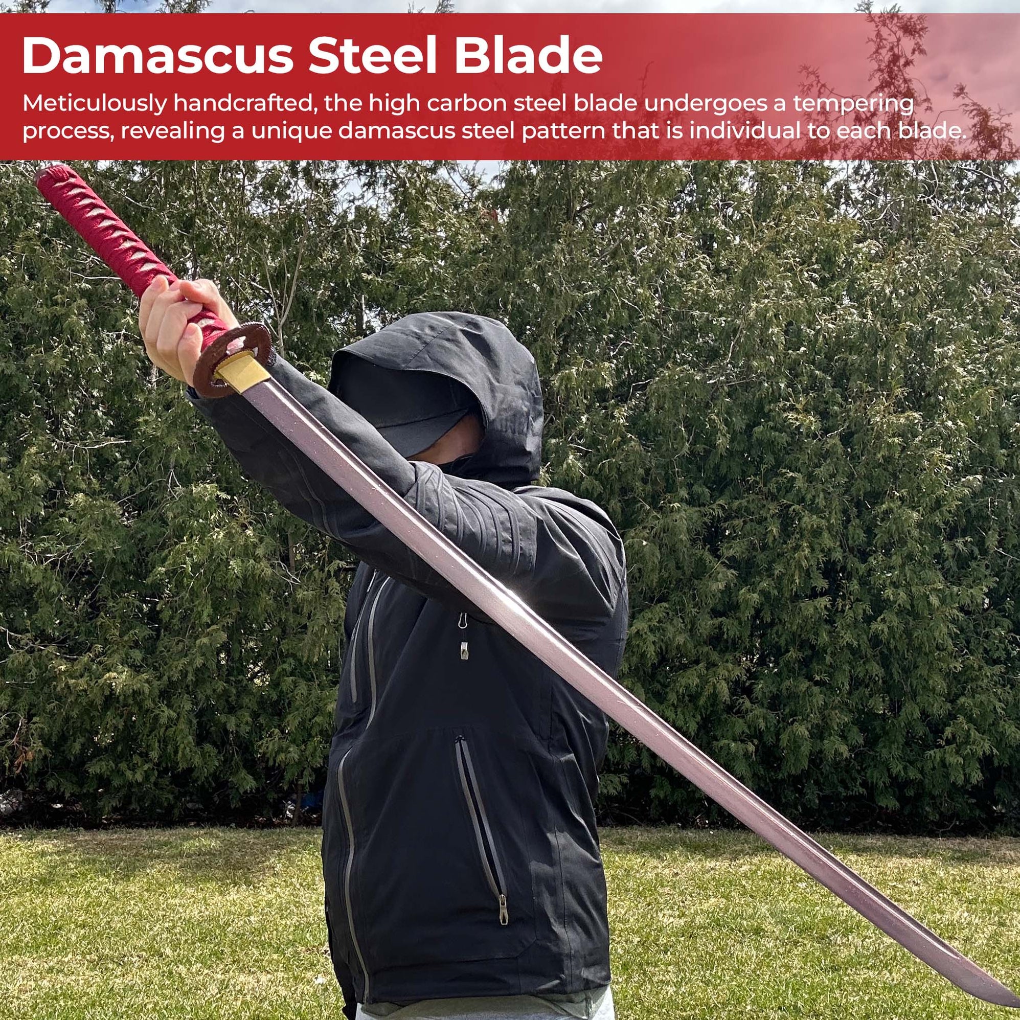 Rare Red Damascus Steel Katana — Medieval Depot