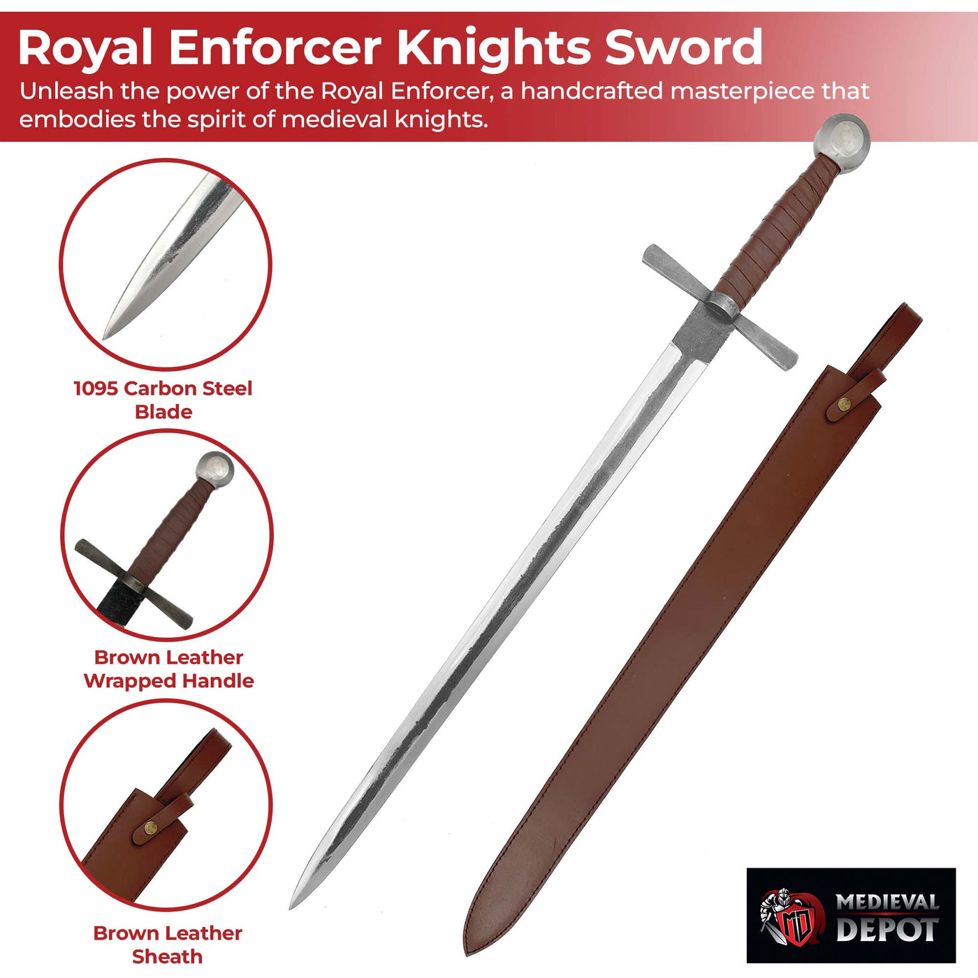 Royal Enforcer Hand Forged Medieval Knights Sword — Medieval Depot