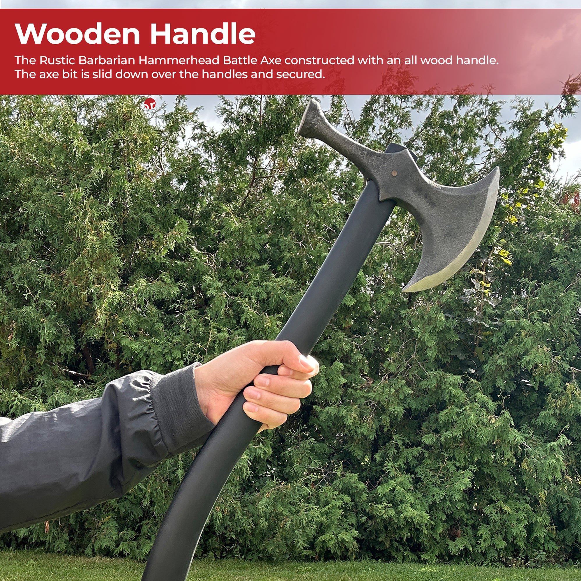 Rustic Barbarian Hammerhead Battle Axe — Medieval Depot
