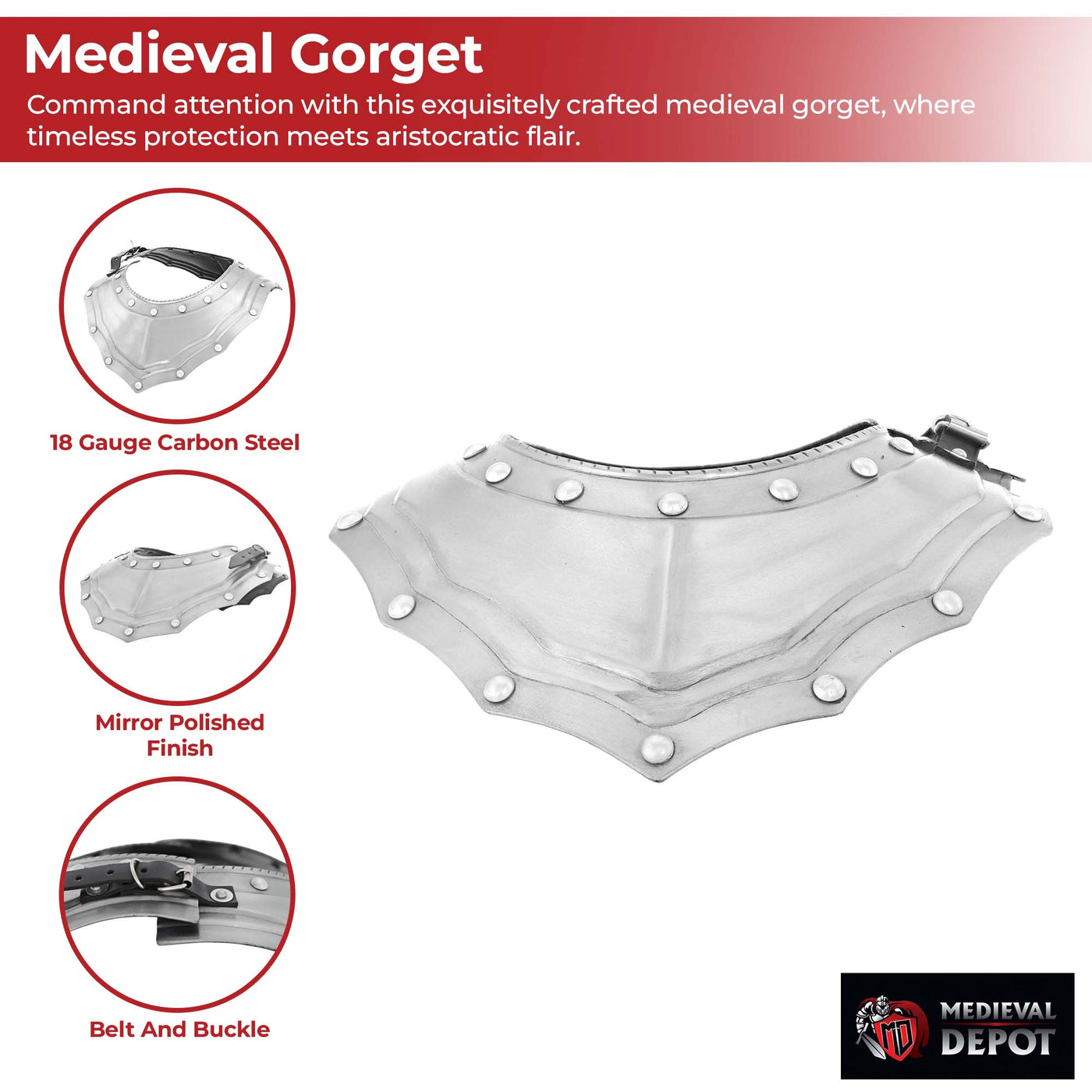 Renaissance Elegance Steel Gorget Neck Armor — Medieval Depot