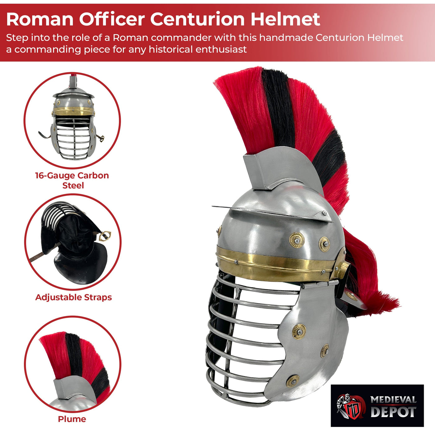 Roman Officer Centurion Helmet with Face Protection — Medieval Depot