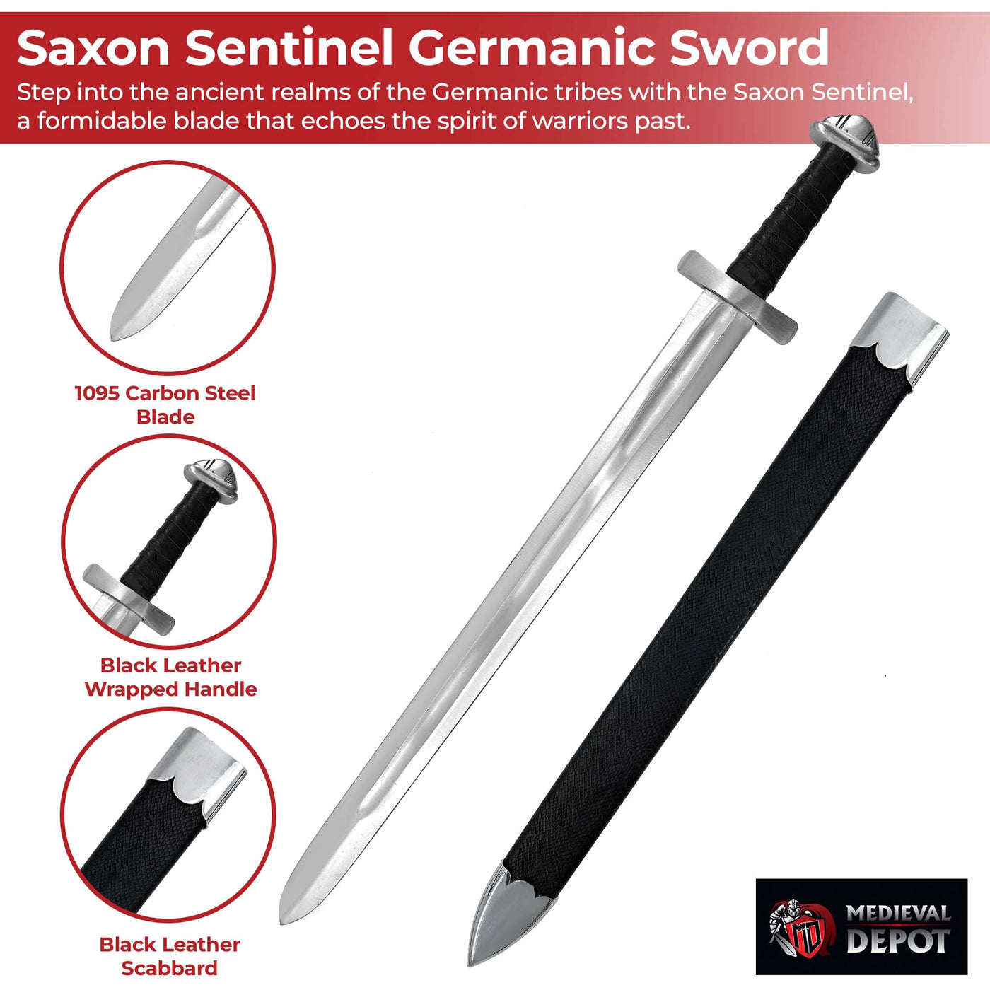 Saxon Sentinel Germanic Inspired Sword — Medieval Depot