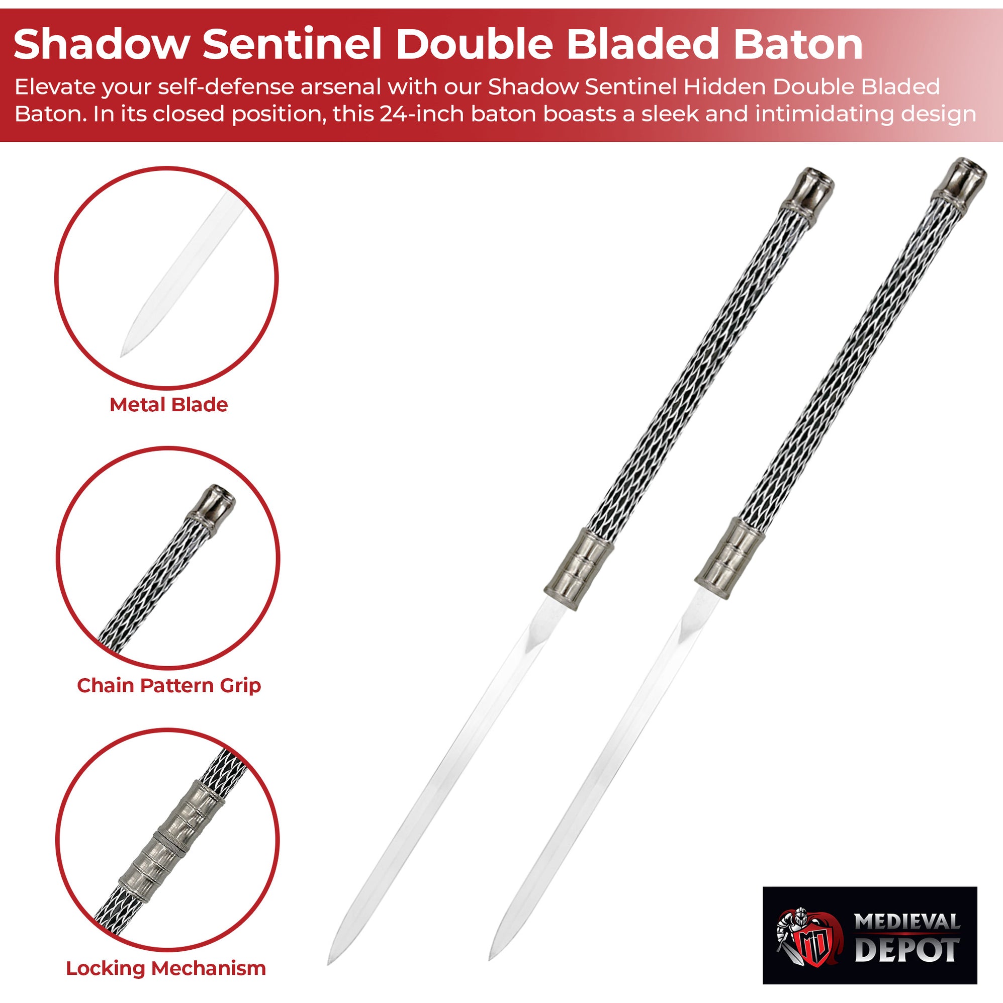 Shadow Sentinel Hidden Double Bladed Baton — Medieval Depot