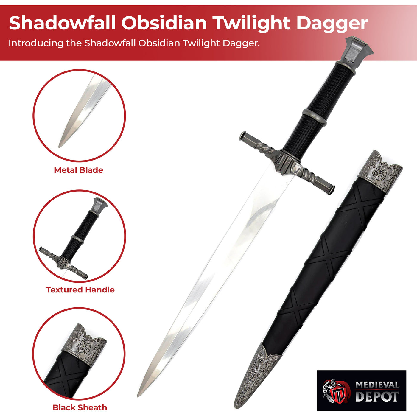 Shadowfall Obsidian Twilight Dagger — Medieval Depot