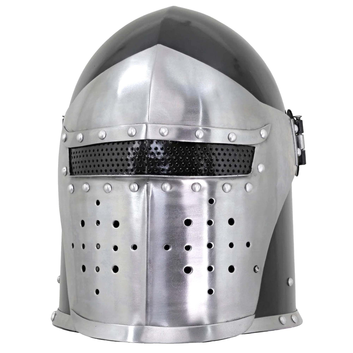 Siege Sentinel Dual Tone Visored Barbuta Helmet — Medieval Depot