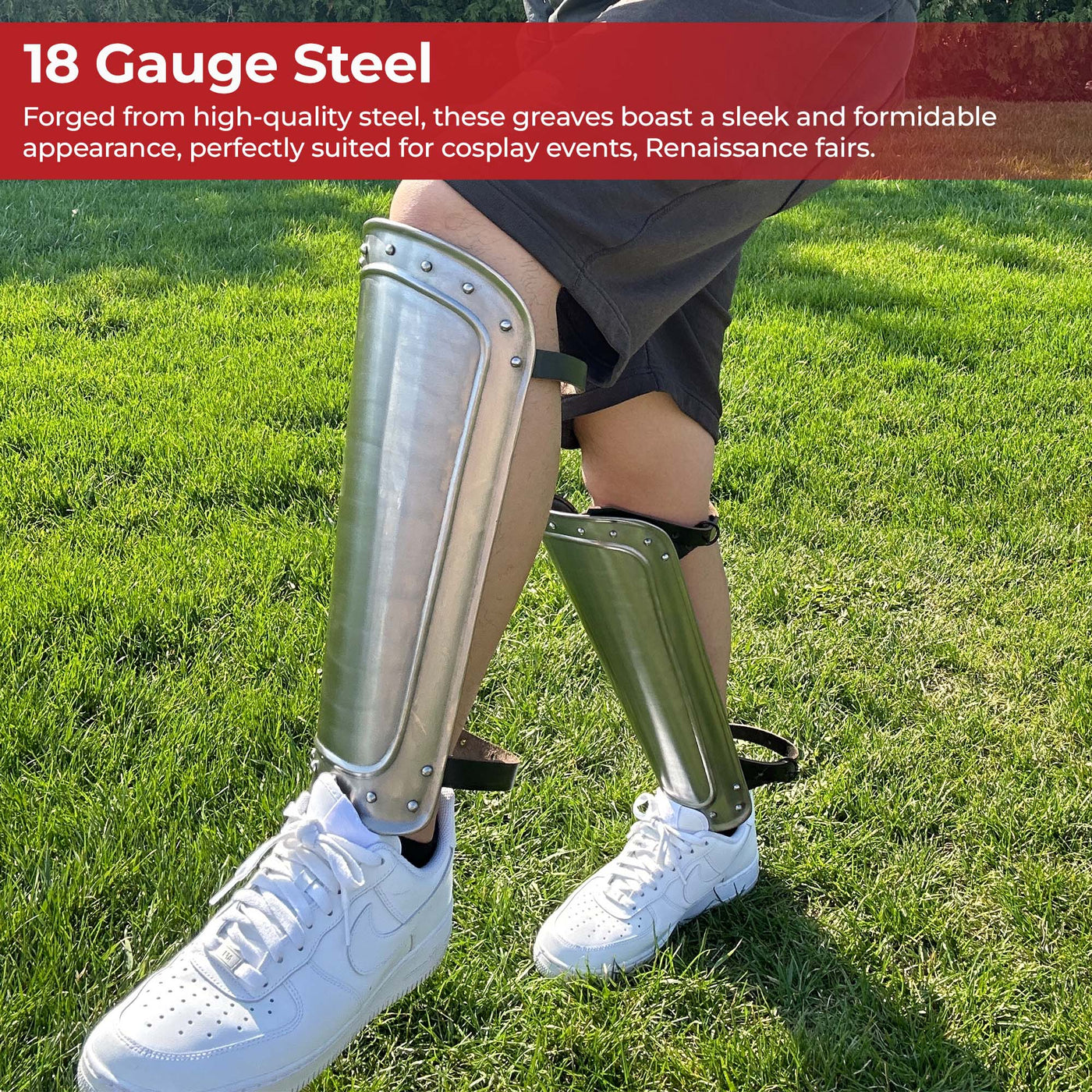 Sleek in Steel Medieval Greaves Leg Armor — Medieval Depot
