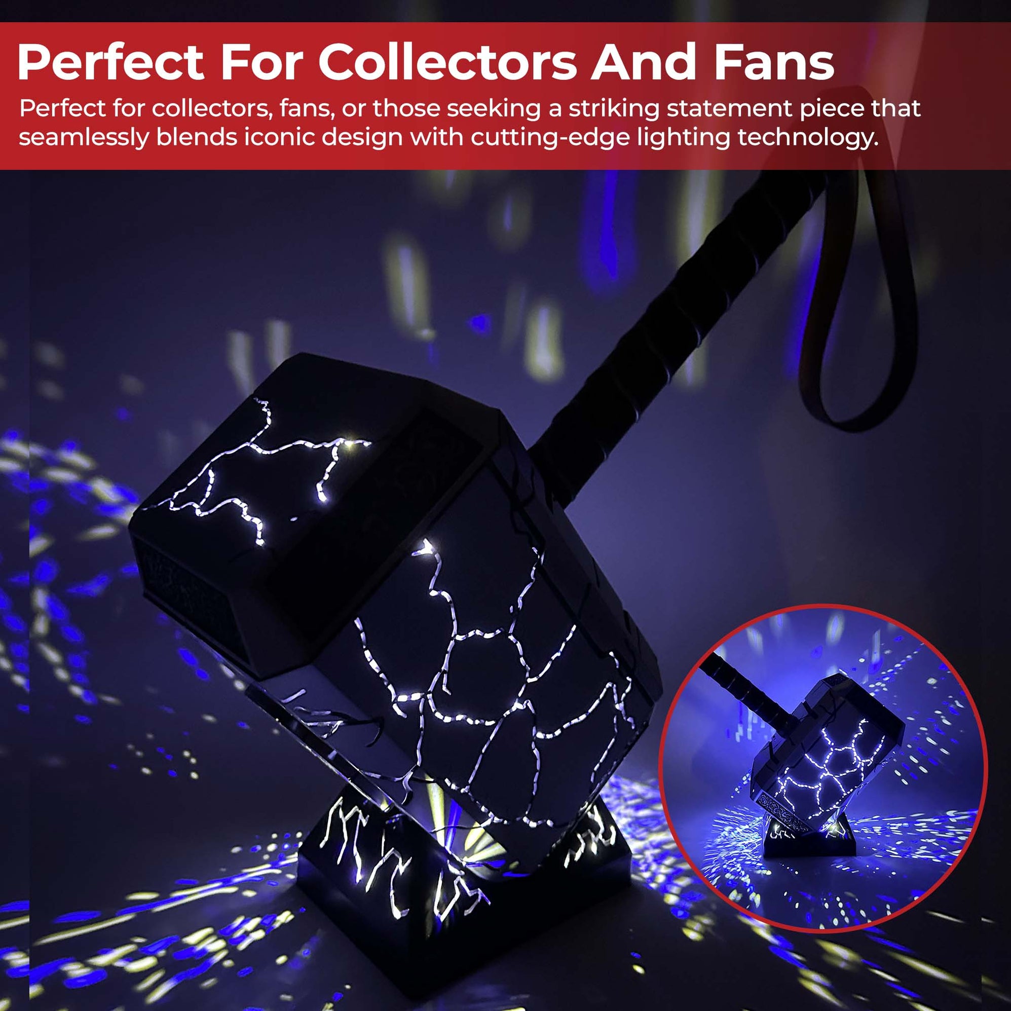 Summon the Thunder Lighted Thor Mjolnir Replica with Stand — Medieval Depot