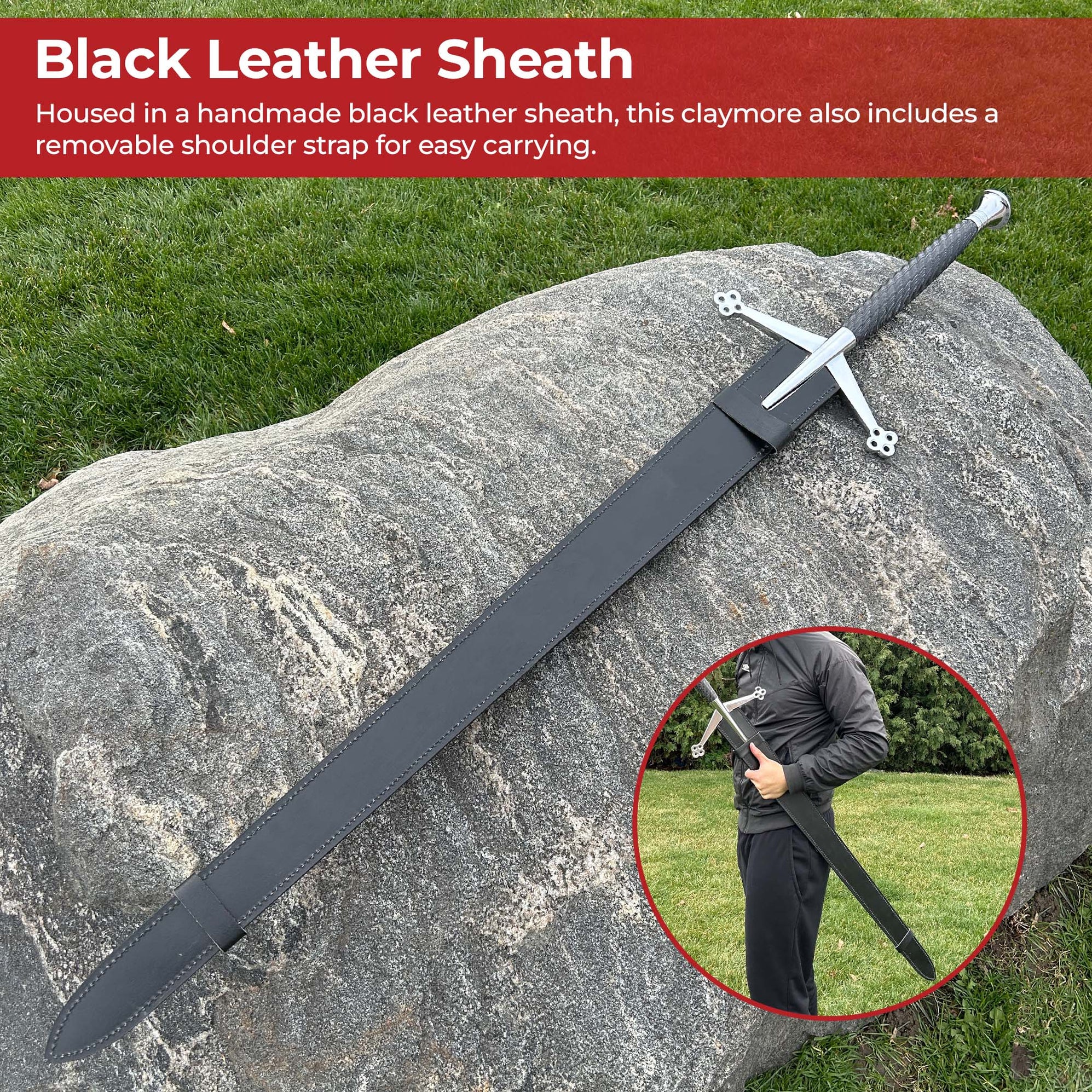 Scottish Highlands Clansman Great Claymore Sword with Leather Sheath ...