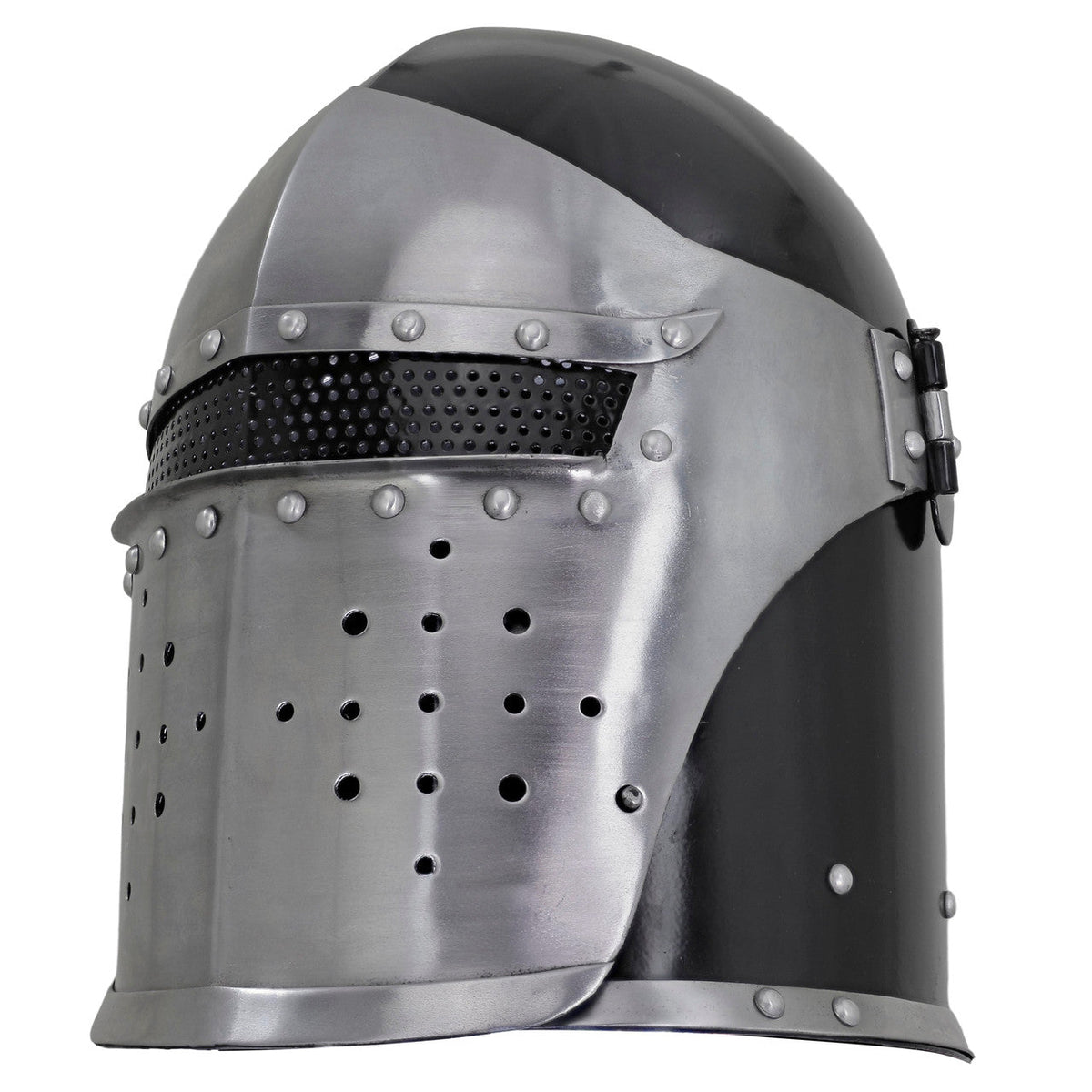 Siege Sentinel Dual Tone Visored Barbuta Helmet — Medieval Depot