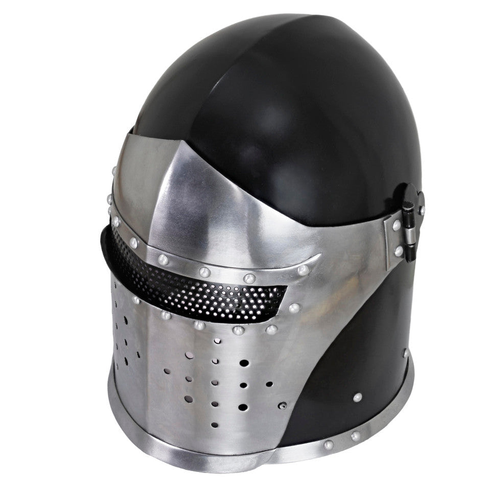 Siege Sentinel Dual Tone Visored Barbuta Helmet — Medieval Depot