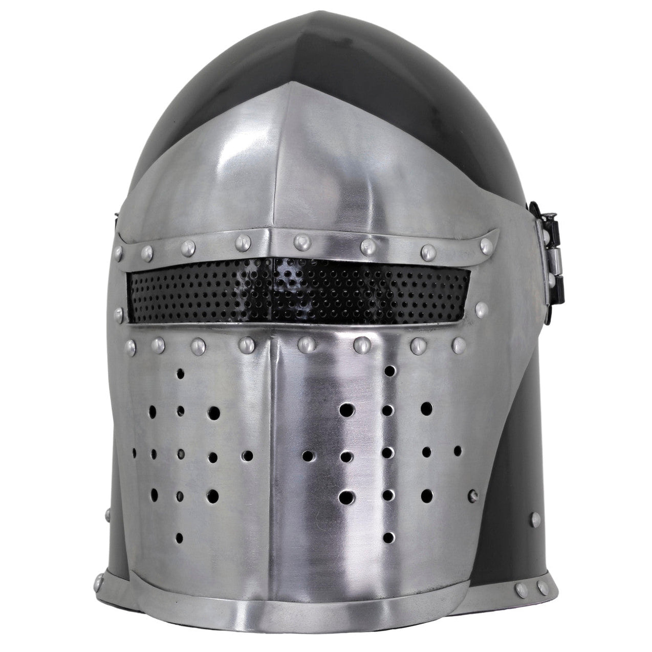 Siege Sentinel Dual Tone Visored Barbuta Helmet — Medieval Depot