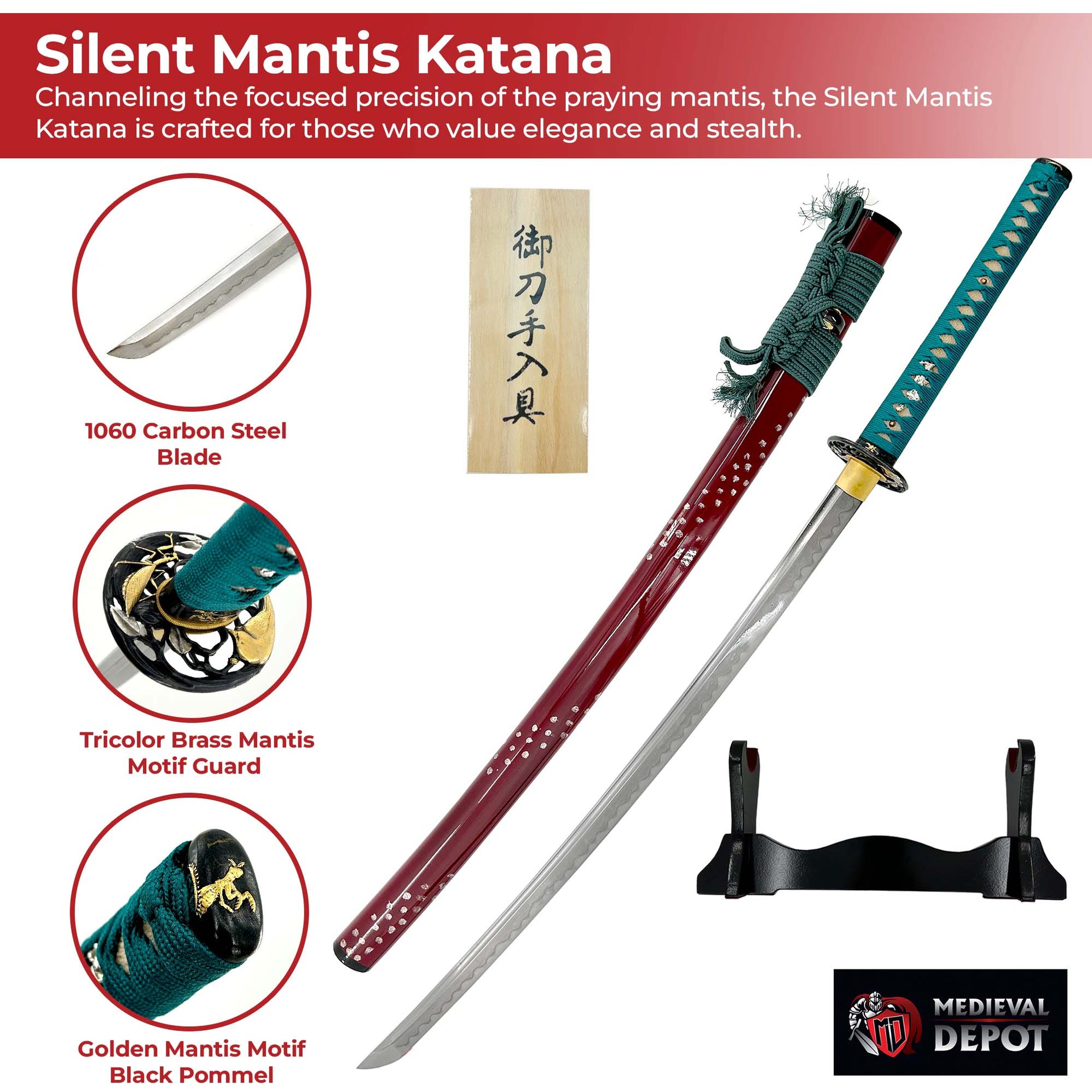 Silent Mantis 1060 handmade Katana — Medieval Depot