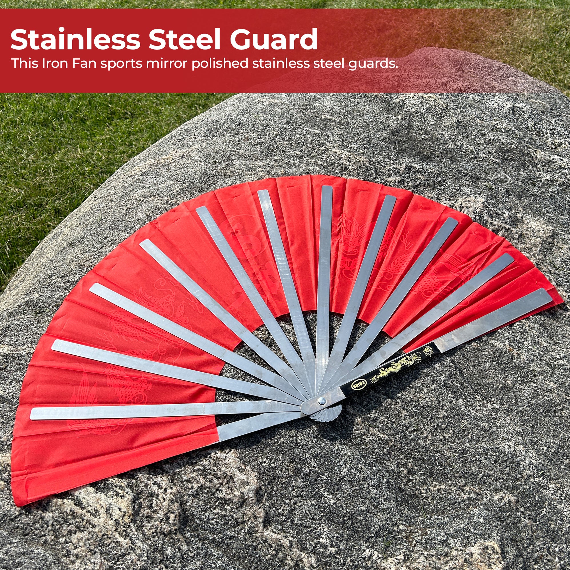 Tessen-Jutsu Iron Fan Weapon Dragon Red — Medieval Depot