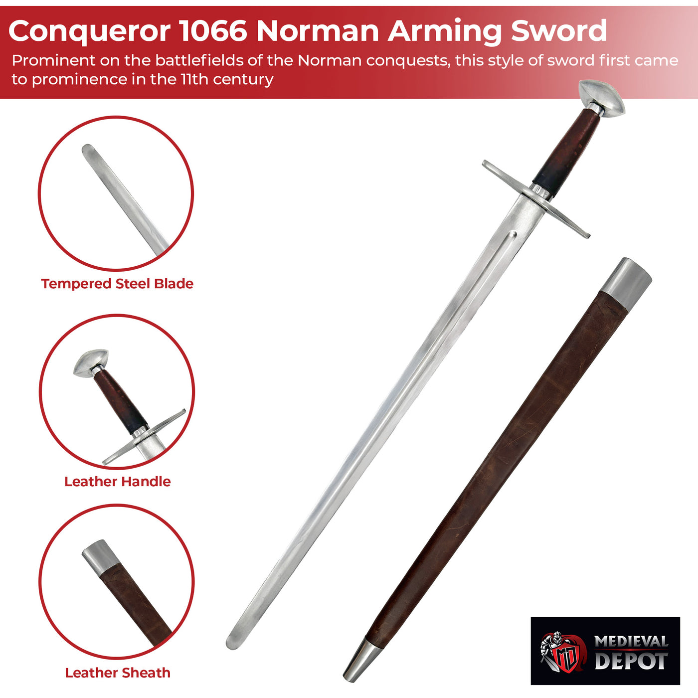 The Conqueror 1066 Norman Arming Sword — Medieval Depot
