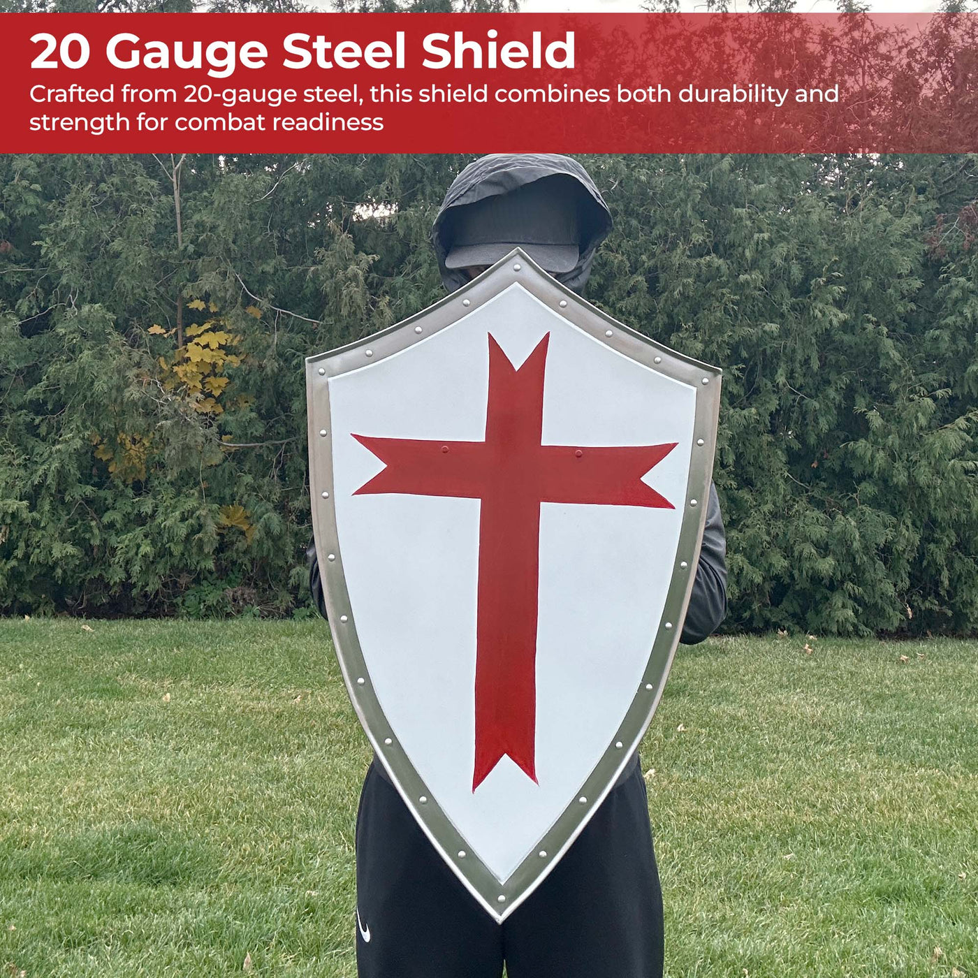 Templar Knights Heater Shield with Cross — Medieval Depot