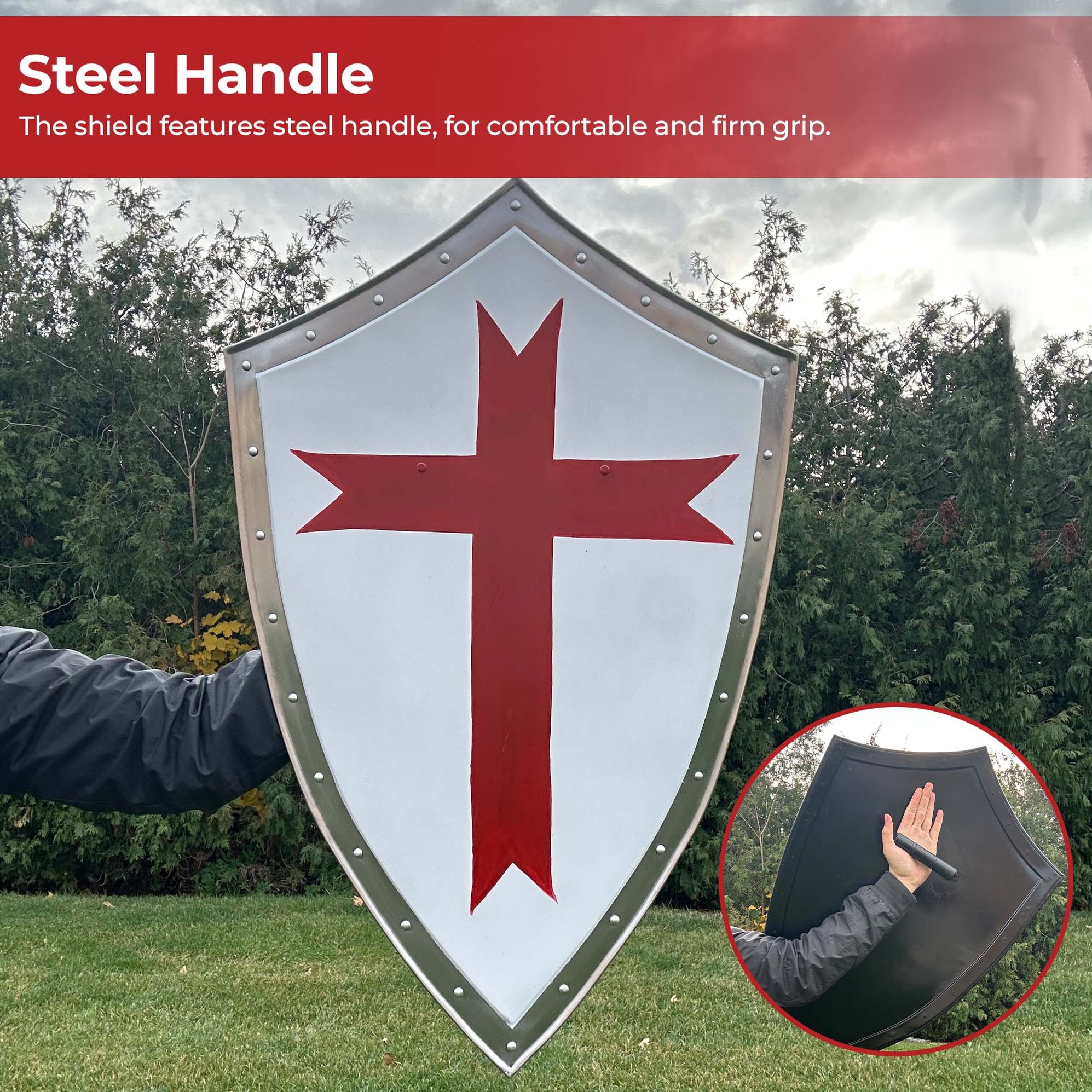Templar Knights Heater Shield with Cross — Medieval Depot