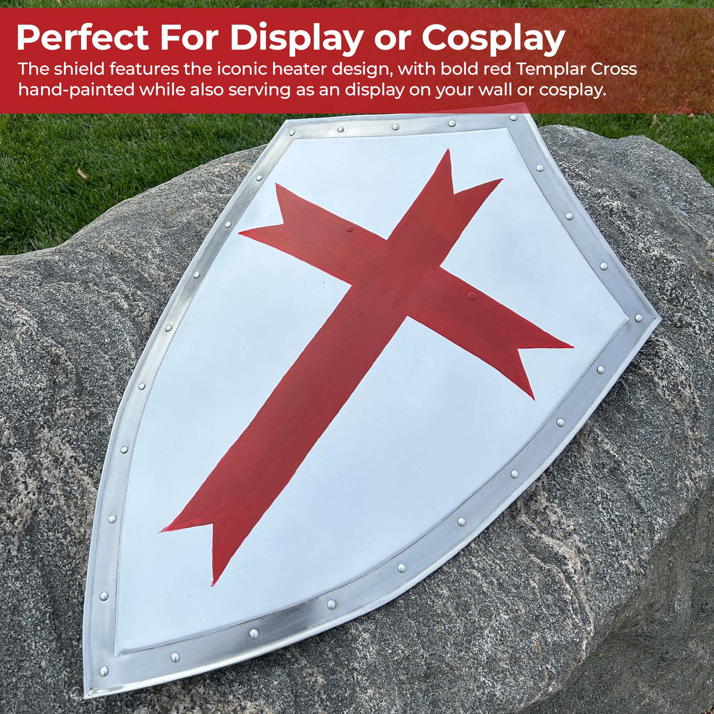 Templar Knights Heater Shield with Cross — Medieval Depot