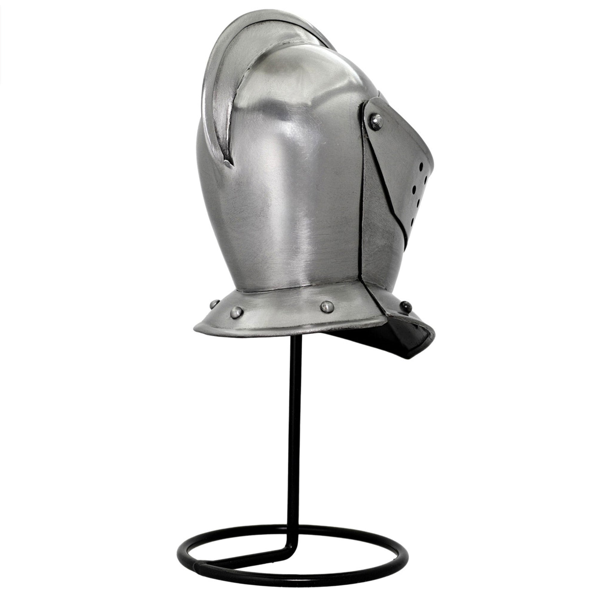 Iron Resolve Carbon Steel Knight's Mini Helmet Display — Medieval Depot