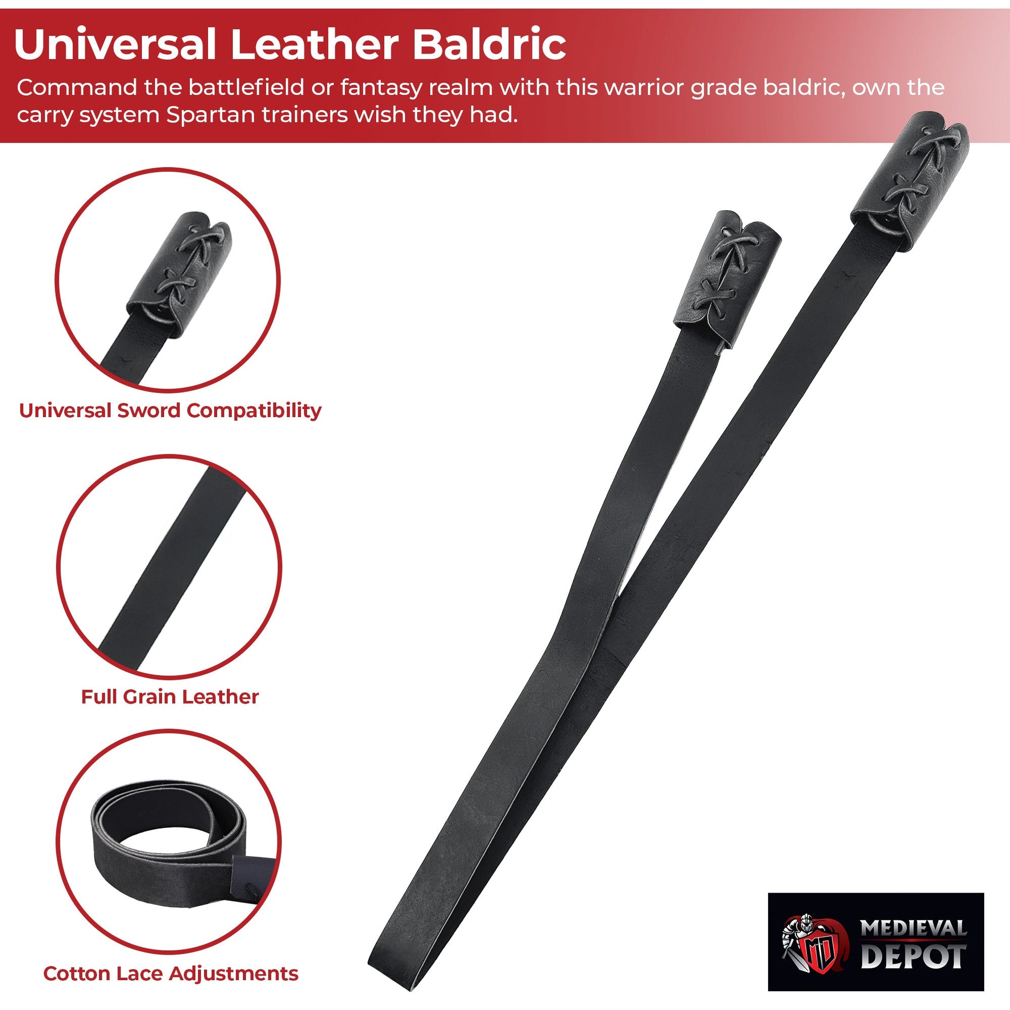 Universal Leather Adjustable Back Sling Sword Holder Baldric — Medieval ...