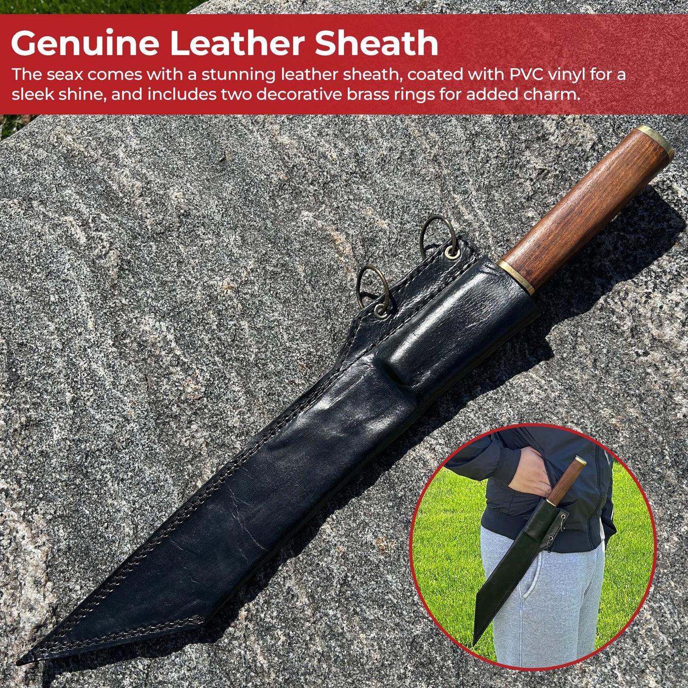 Viking Seax Dagger with Brass Accents — Medieval Depot