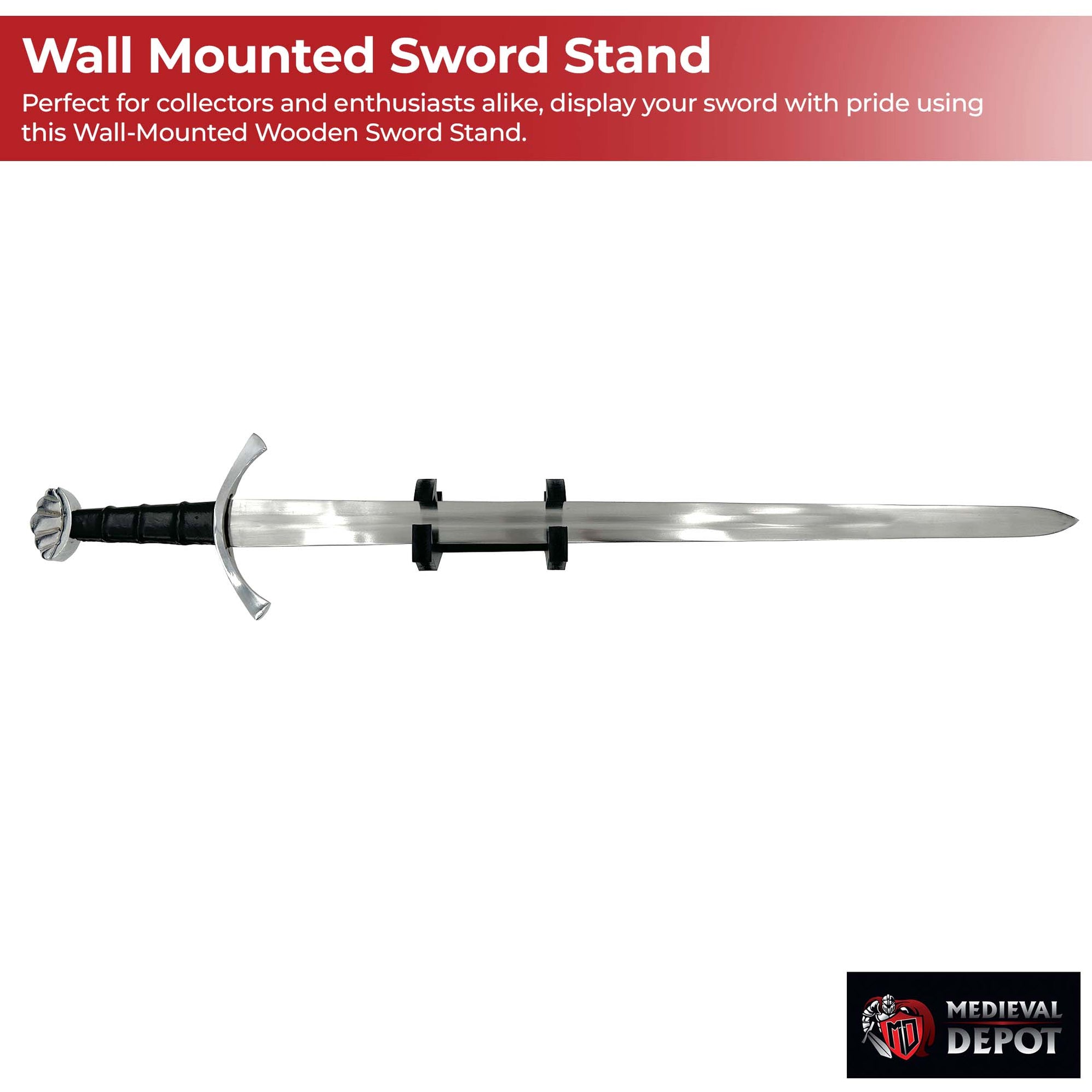 Wall-Mounted Wooden Sword Stand — Medieval Depot